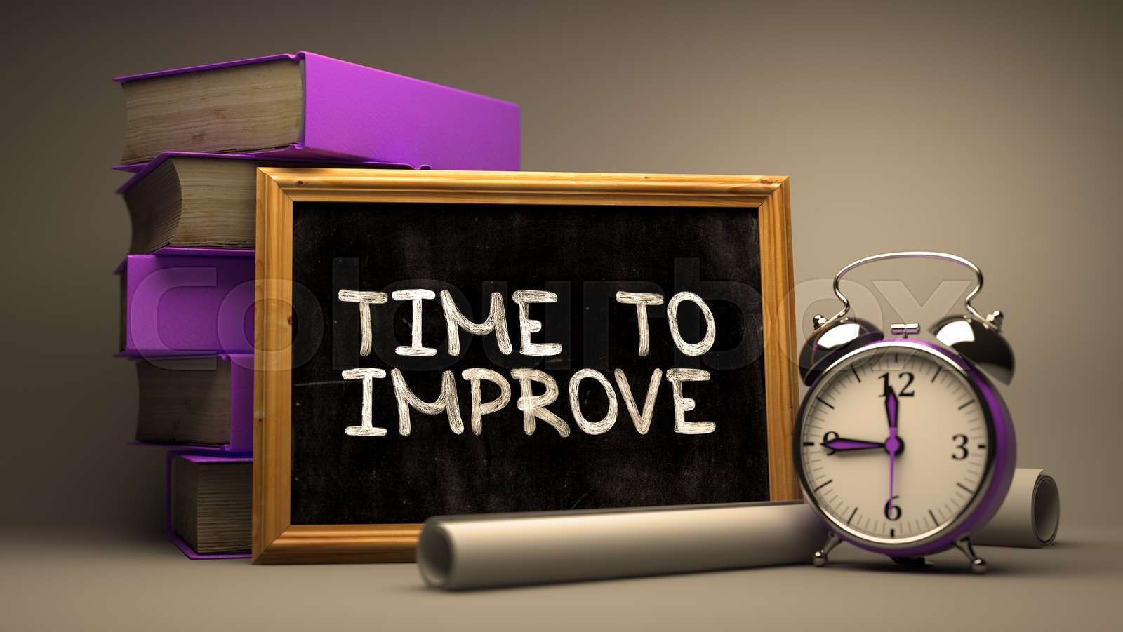 Hand Drawn Time to Improve Concept on Chalkboard. | Stock image | Colourbox