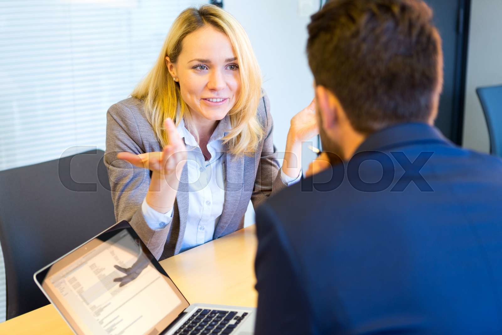 Young attractive woman during job interview | Stock image | Colourbox
