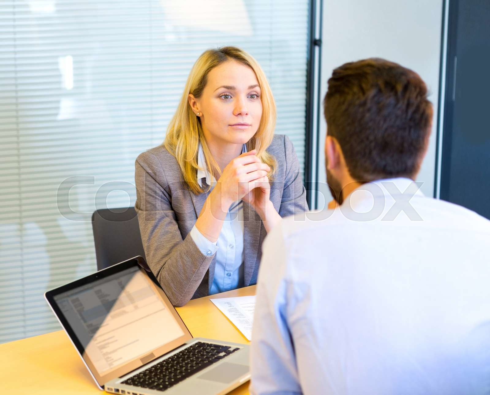 Young attractive woman during job interview | Stock image | Colourbox
