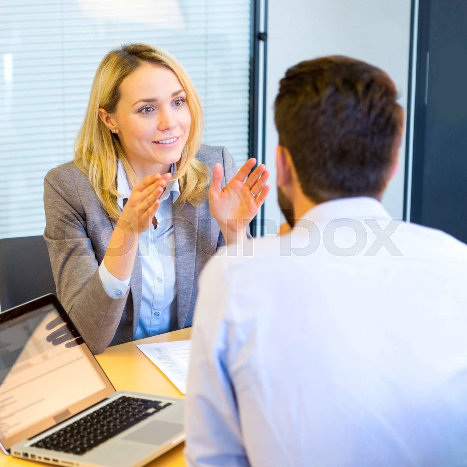 Young attractive woman during job interview | Stock image | Colourbox
