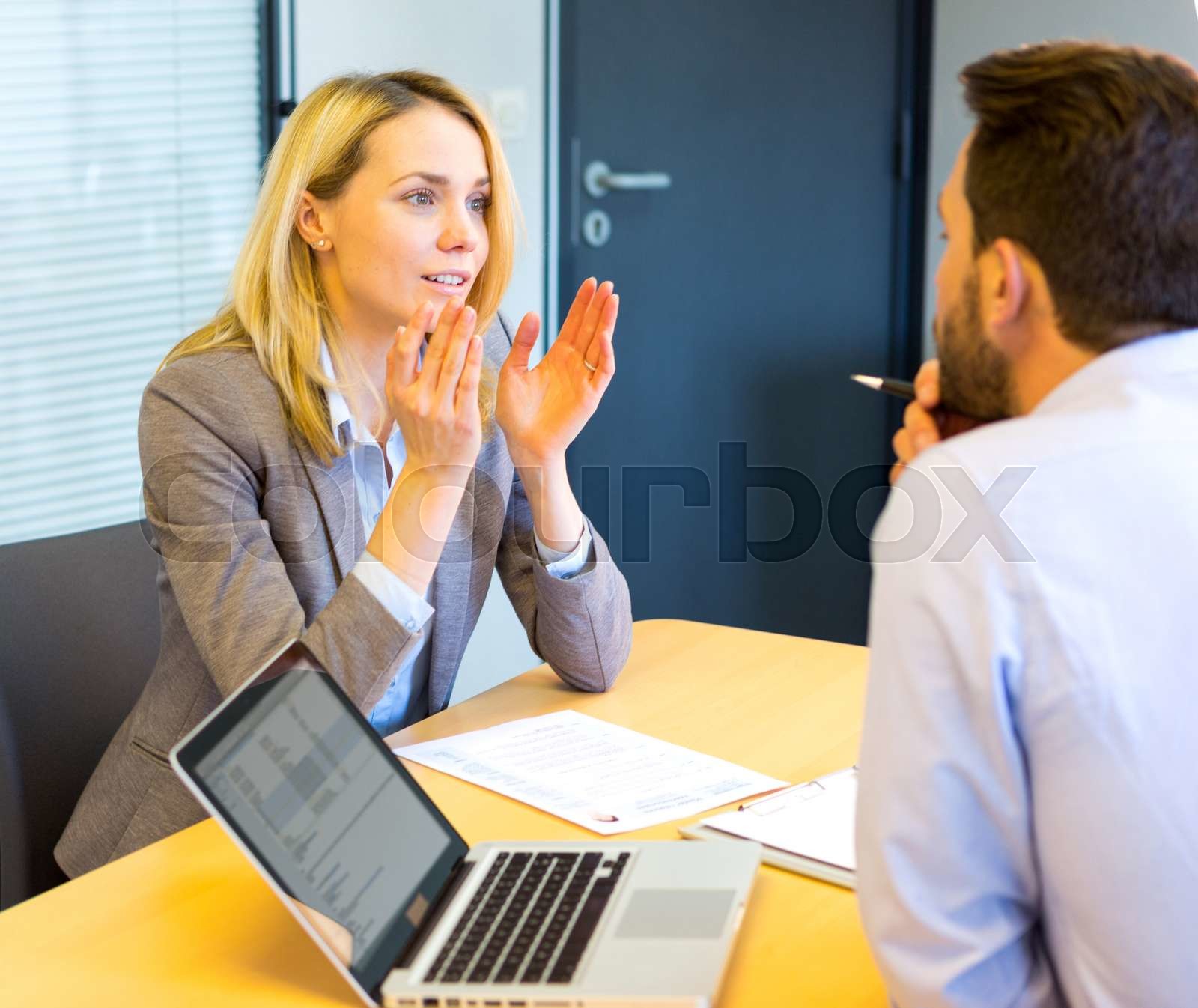 Young attractive woman during job interview | Stock image | Colourbox