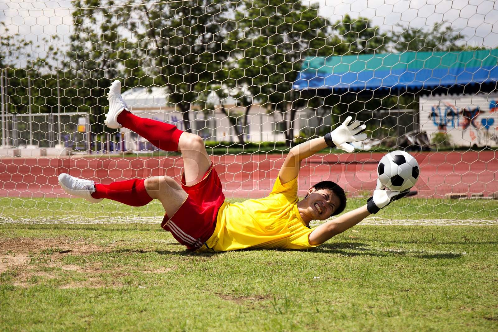 Goalkeeper catches the ball | Stock image | Colourbox