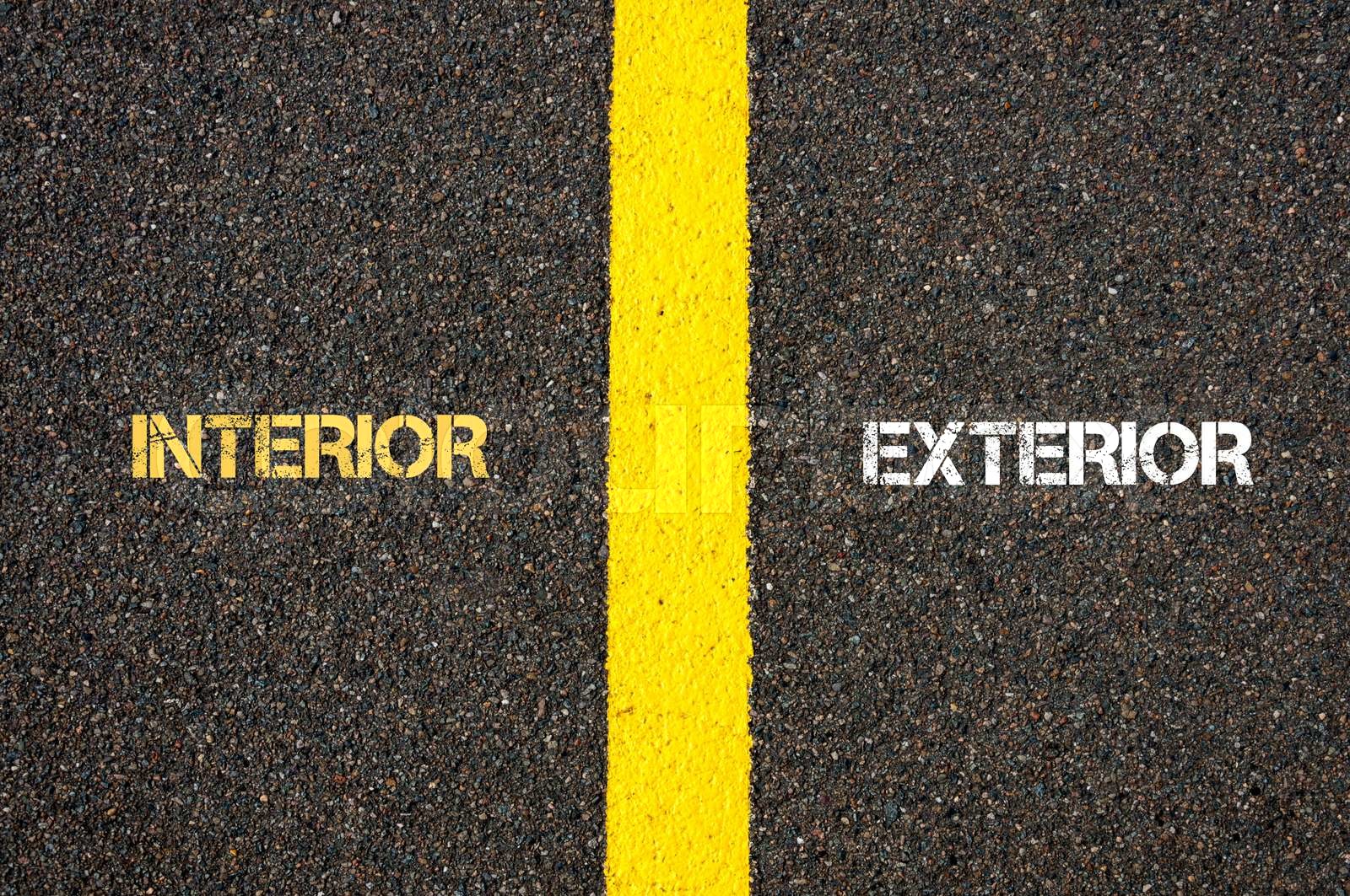 Antonym concept of INTERIOR versus EXTERIOR | Stock image | Colourbox