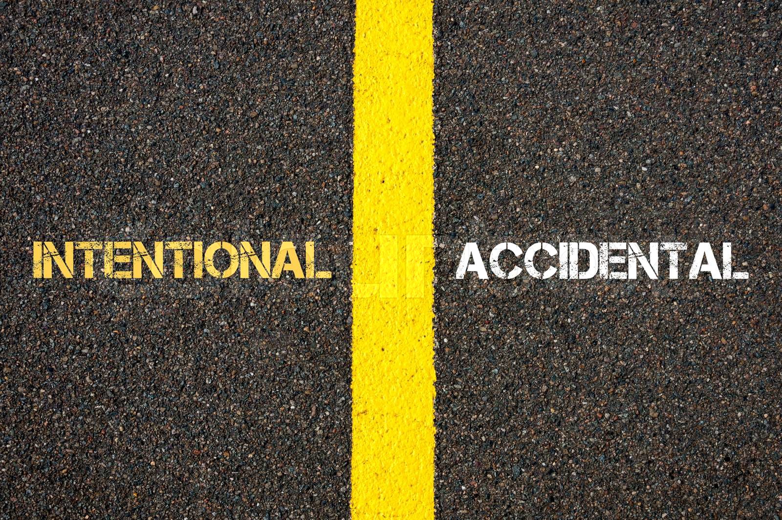 Antonym concept of INTENTIONAL versus ACCIDENTAL | Stock image | Colourbox