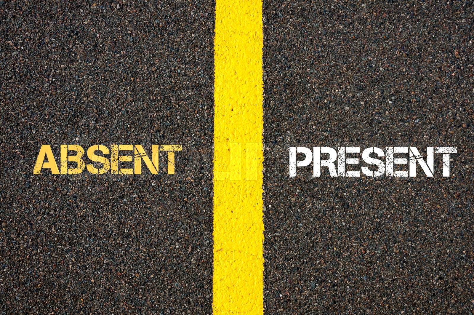 Antonym concept of ABSENT versus PRESENT | Stock image | Colourbox