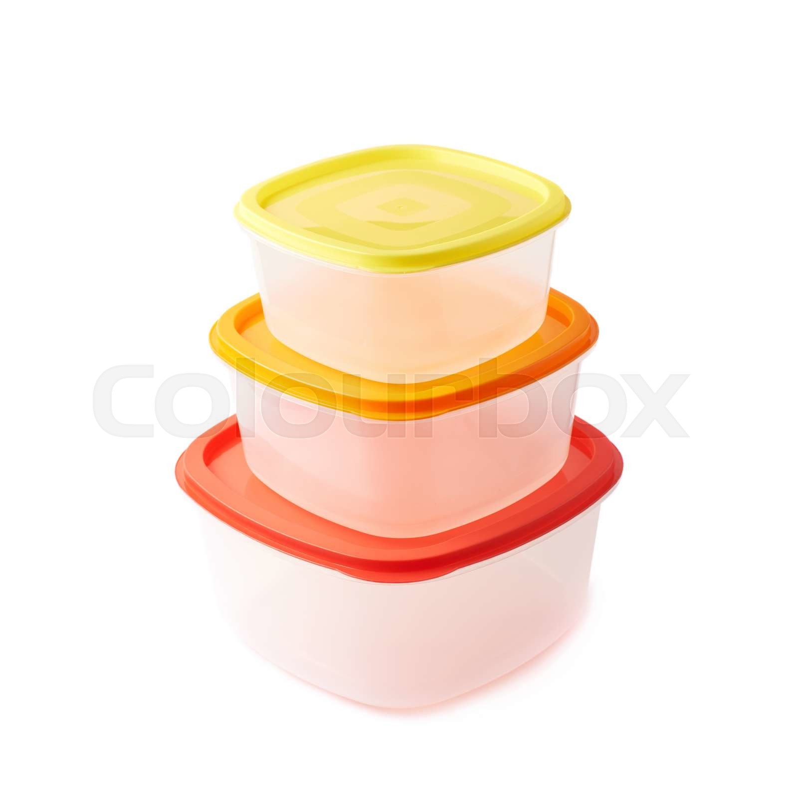 Pyramid of food containers isolated | Stock image | Colourbox
