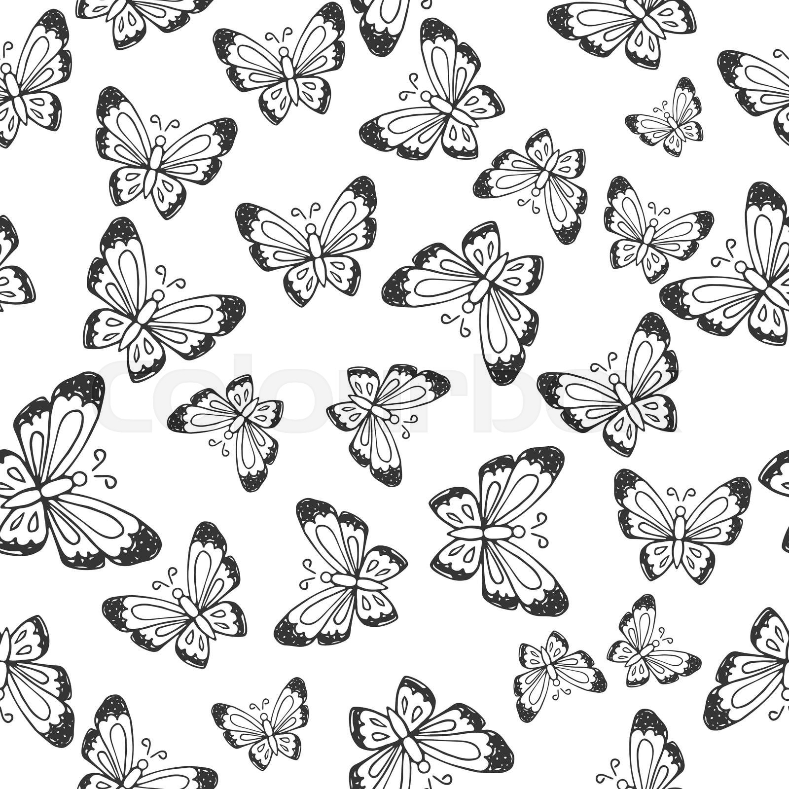 Seamless Pattern With Hand Drawn Insects Stock Vector Colourbox