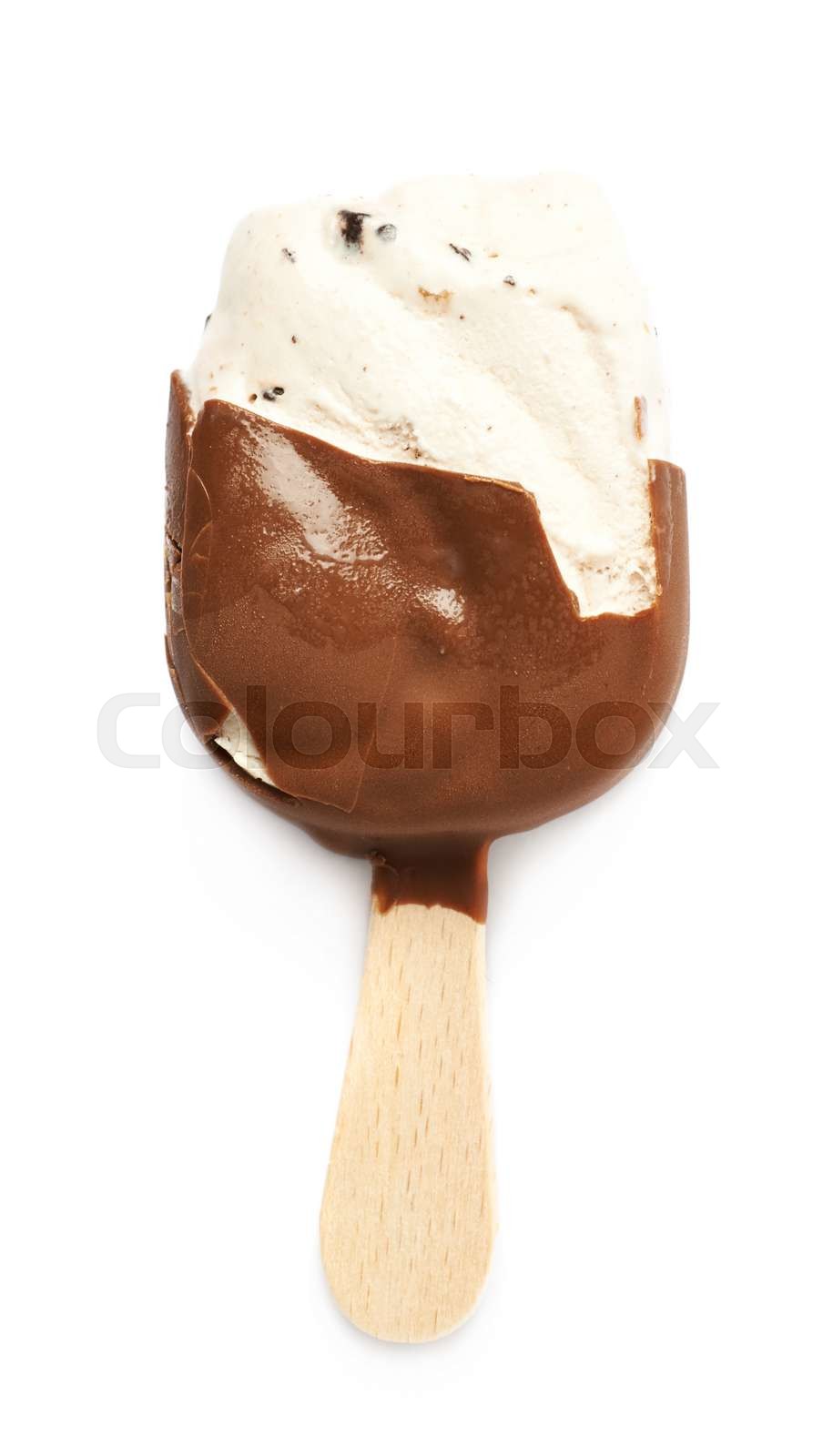 Vanilla ice cream bar on a stick | Stock image | Colourbox