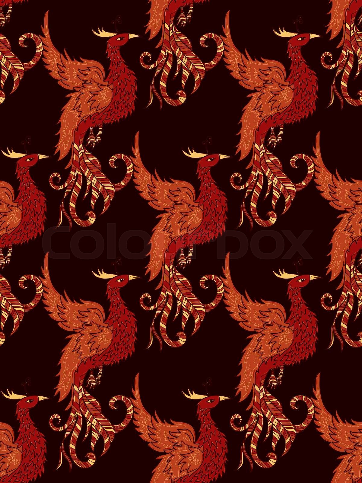 Chinese traditional red phoenix. Feng Shui symbolize fire element ...