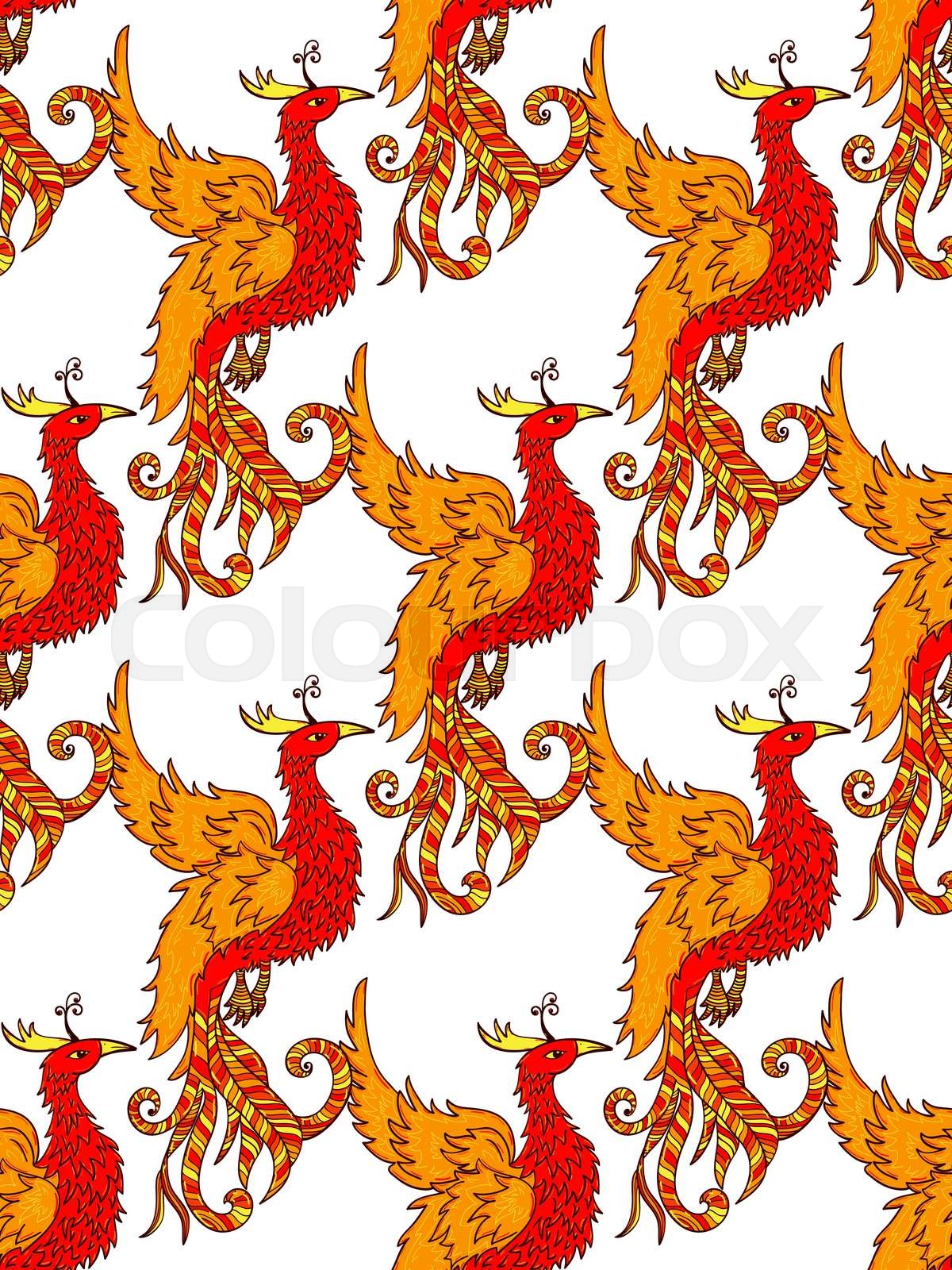 Chinese traditional red phoenix. Feng Shui symbolize fire element. | Stock vector | Colourbox