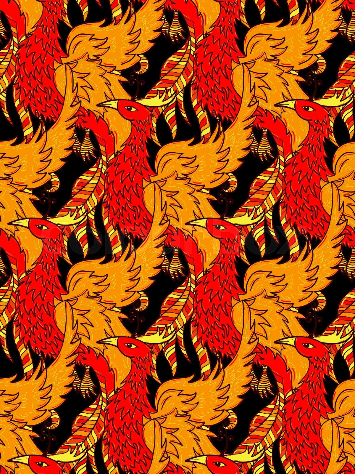 Chinese traditional red phoenix. Feng Shui symbolize fire element ...