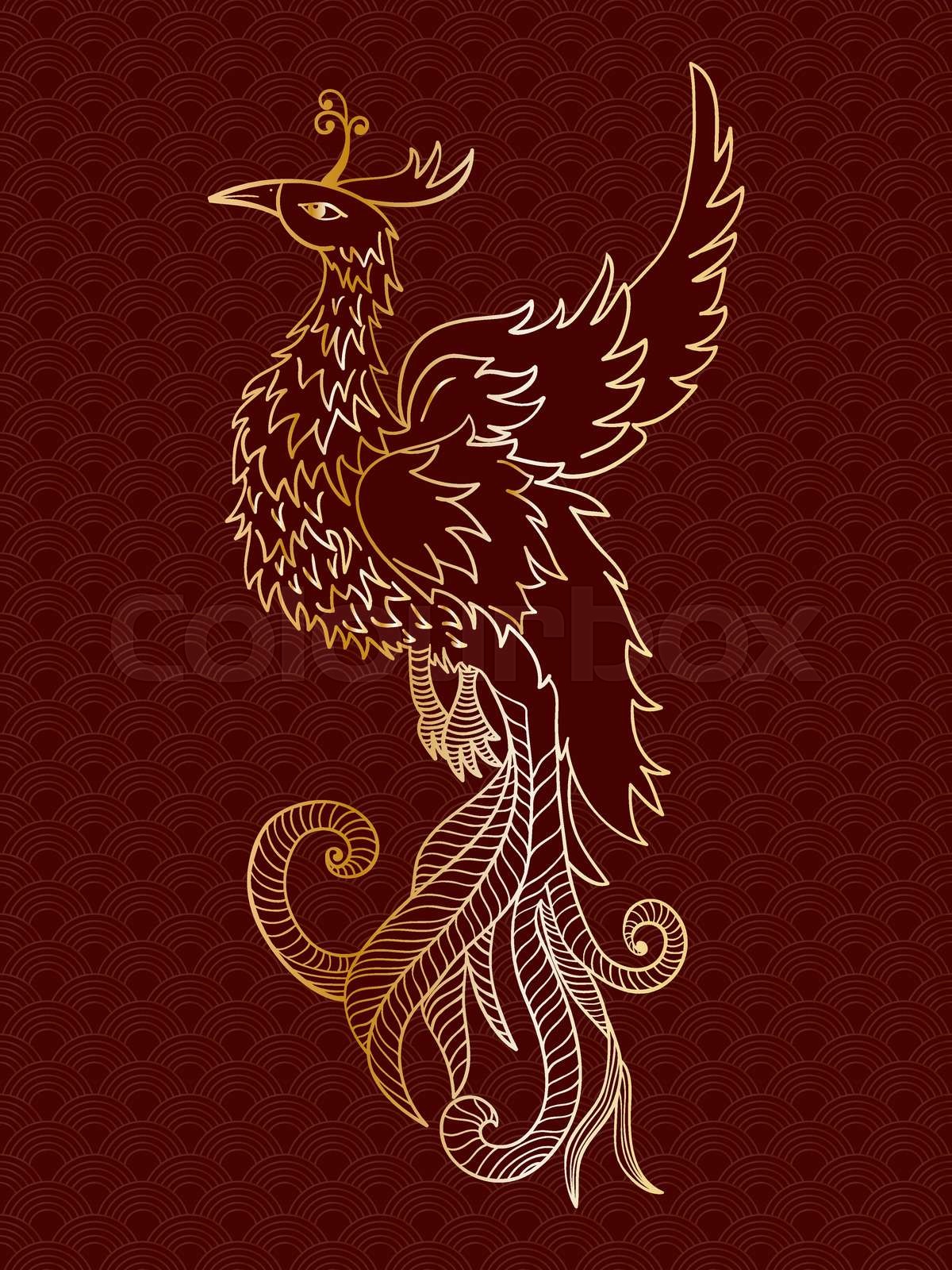 Chinese traditional red phoenix. Feng Shui symbolize fire element ...