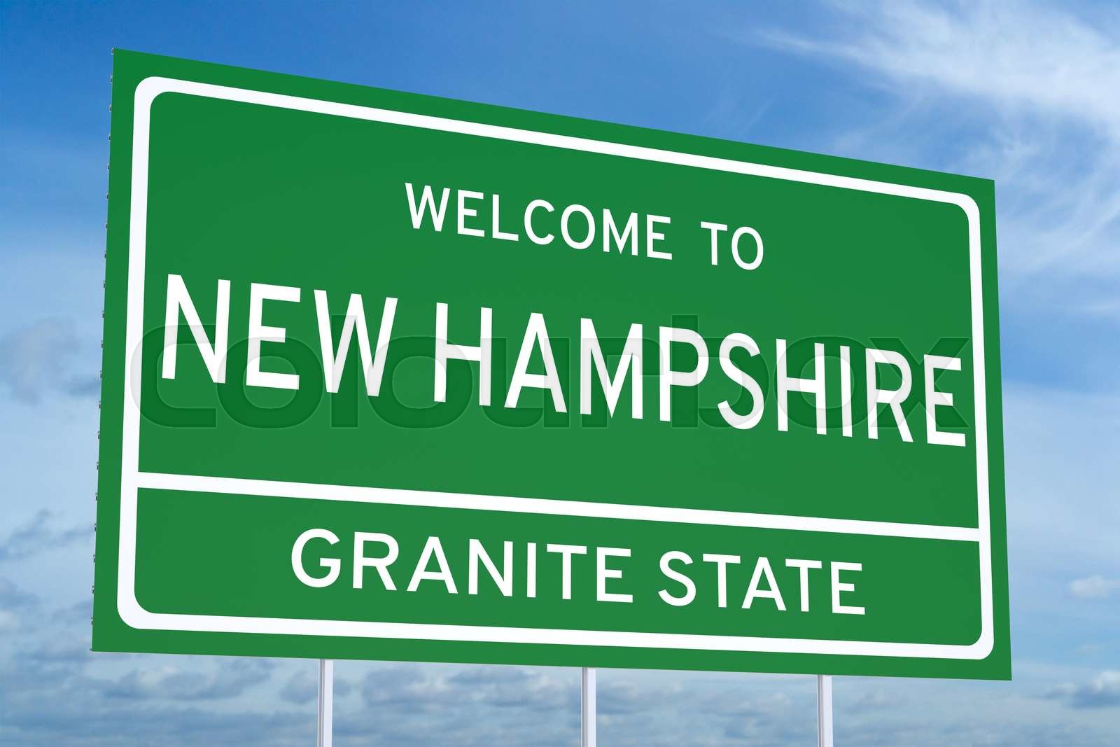 Welcome to New Hampshire state road sign | Stock image | Colourbox