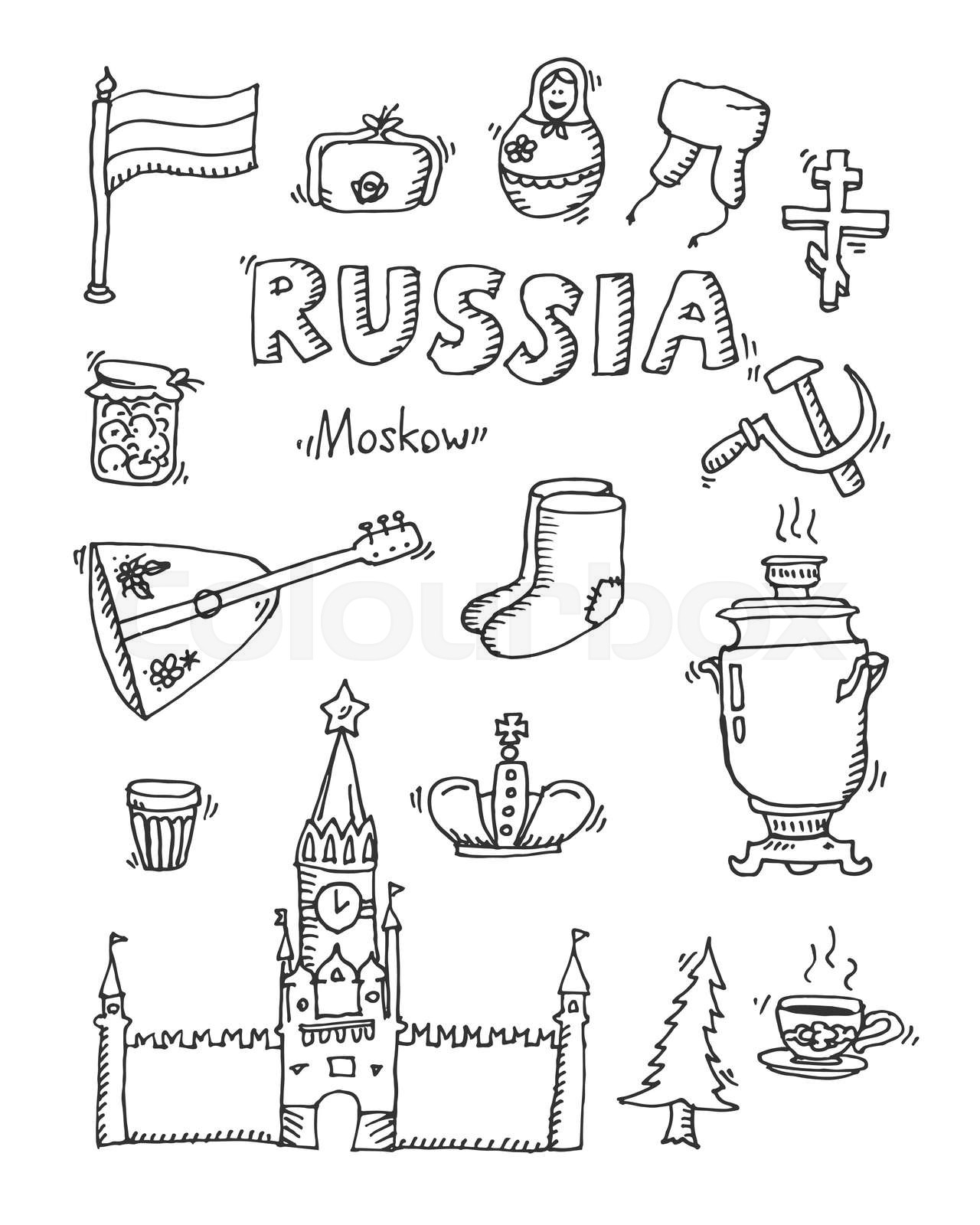 Set of Russia hand-drawn icons | Stock vector | Colourbox