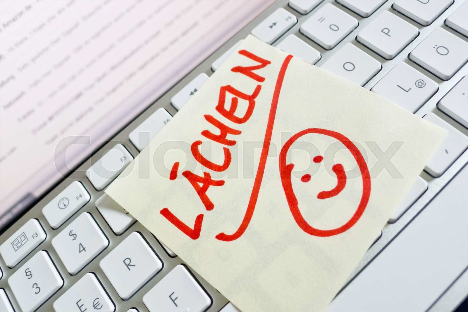 note on computer keyboard: smile | Stock image | Colourbox