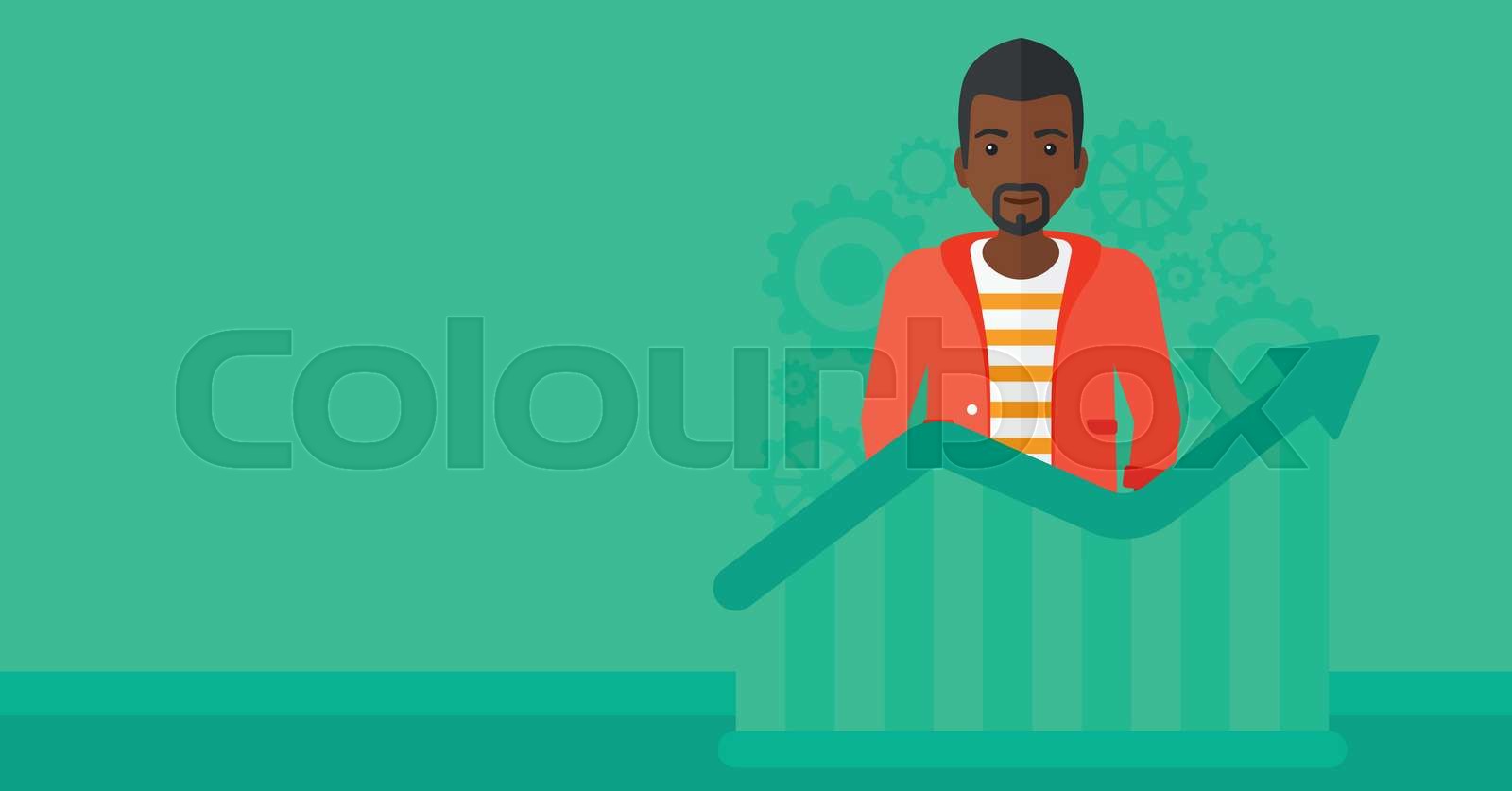 Man with growing chart. | Stock vector | Colourbox