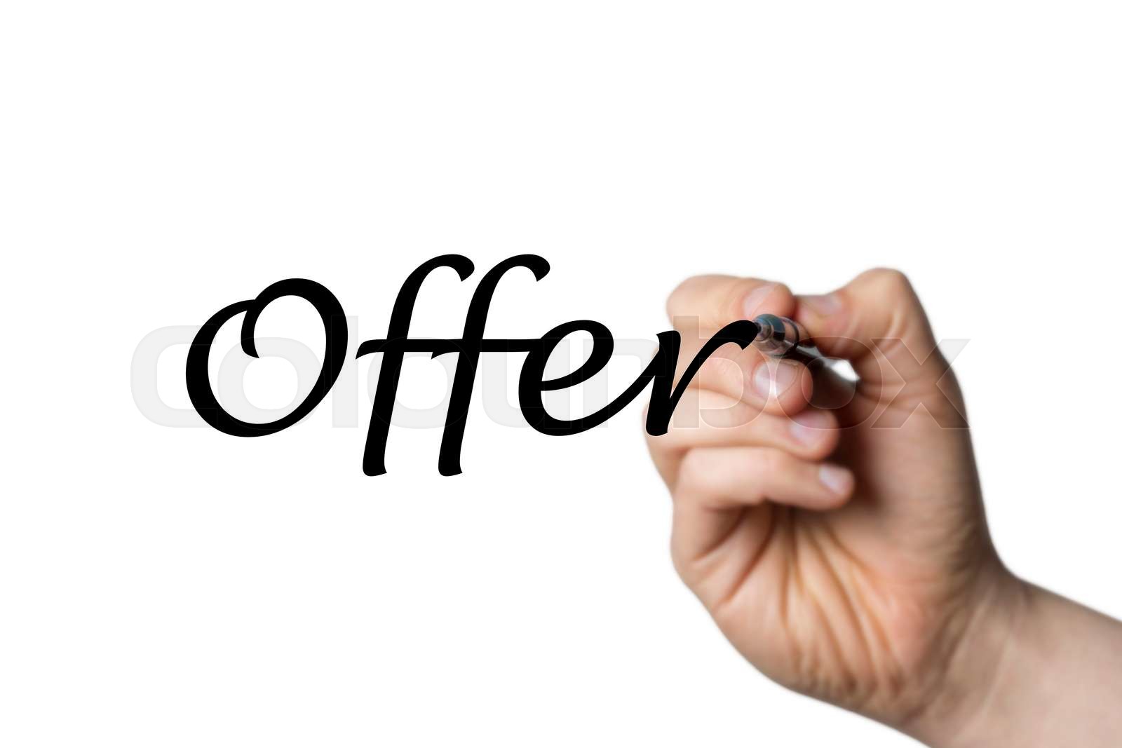Offer written by a hand | Stock image | Colourbox
