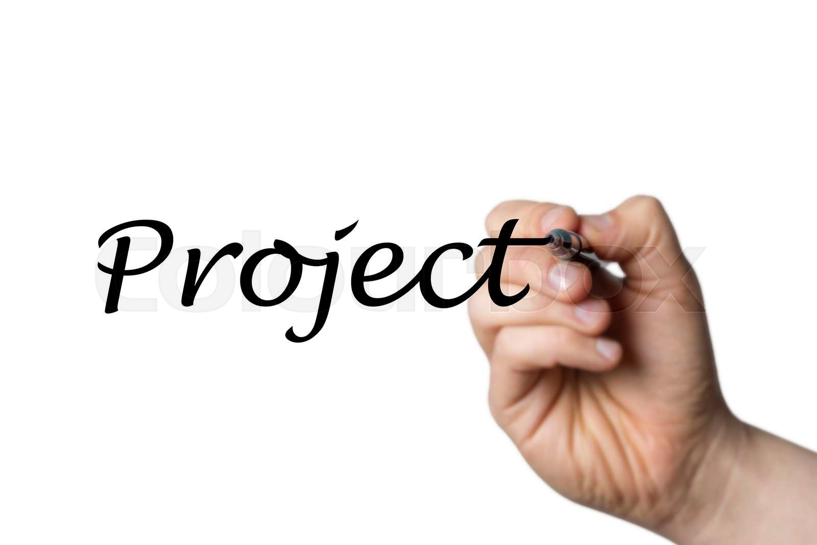Project written by a hand | Stock image | Colourbox