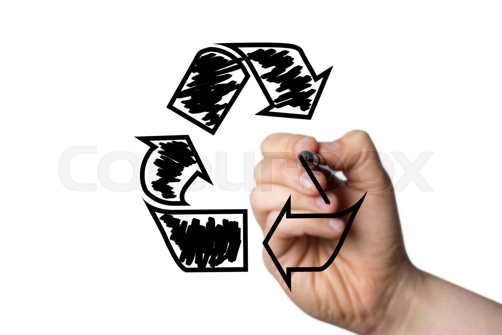 recycling symbol drawn by a hand | Stock image | Colourbox