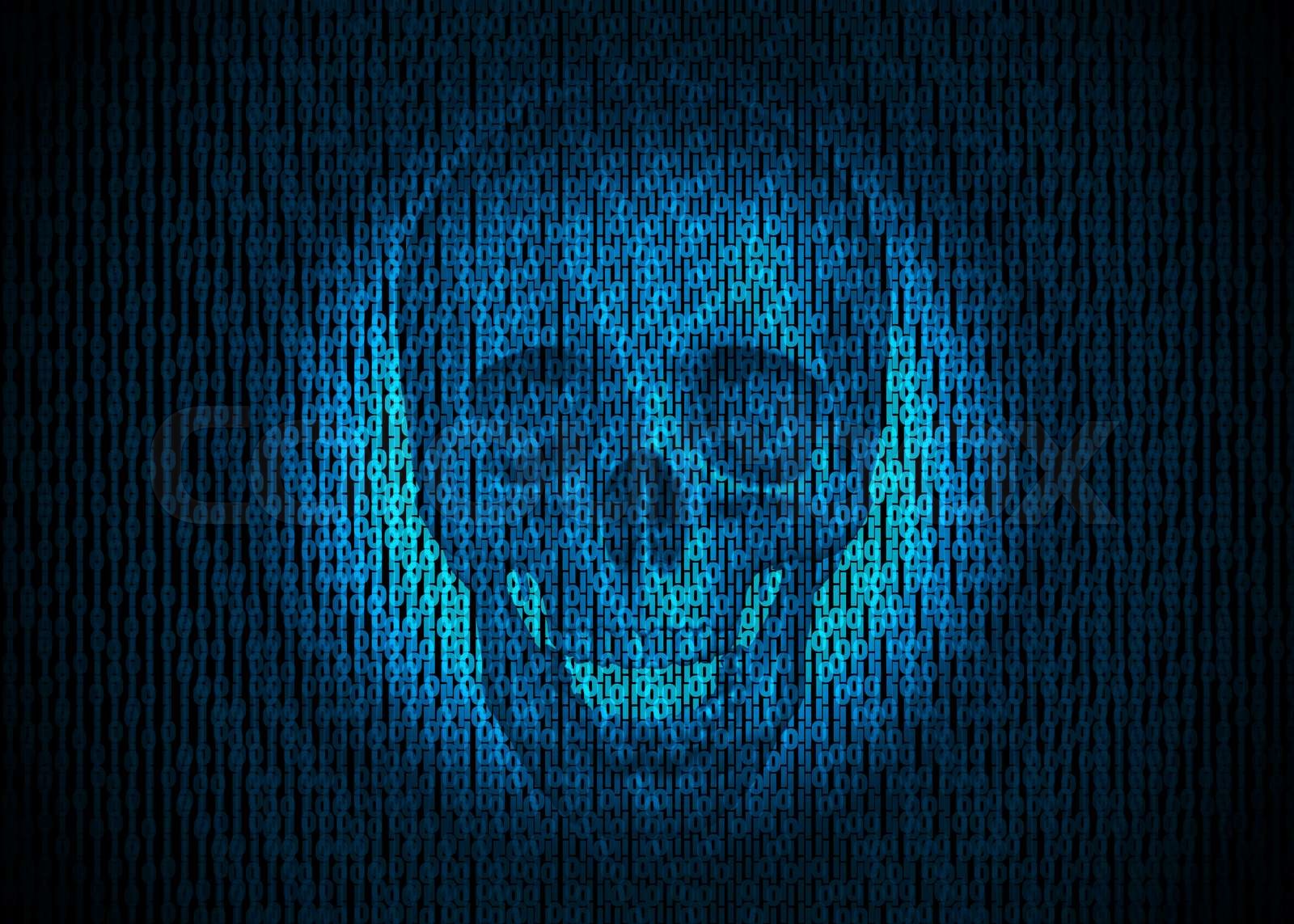 Virus skull in digital code. | Stock image | Colourbox