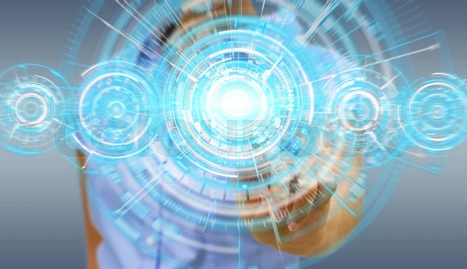 Businesswoman in his office using tactile interface | Stock image ...