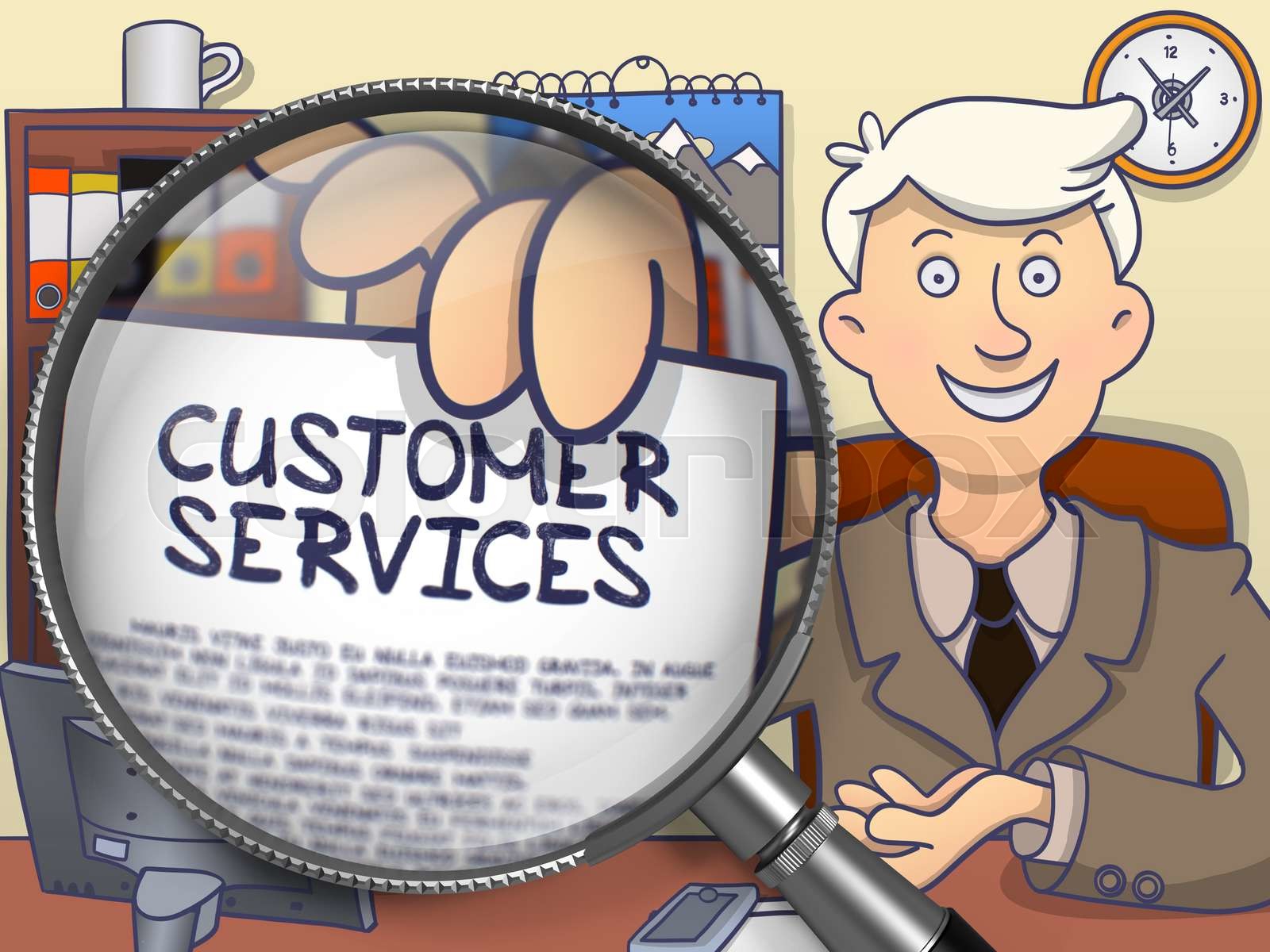 Customer Services through Magnifying Glass. Doodle Concept. | Stock ... Customer Services through Magnifying Glass. Doodle Concept. | Stock ...