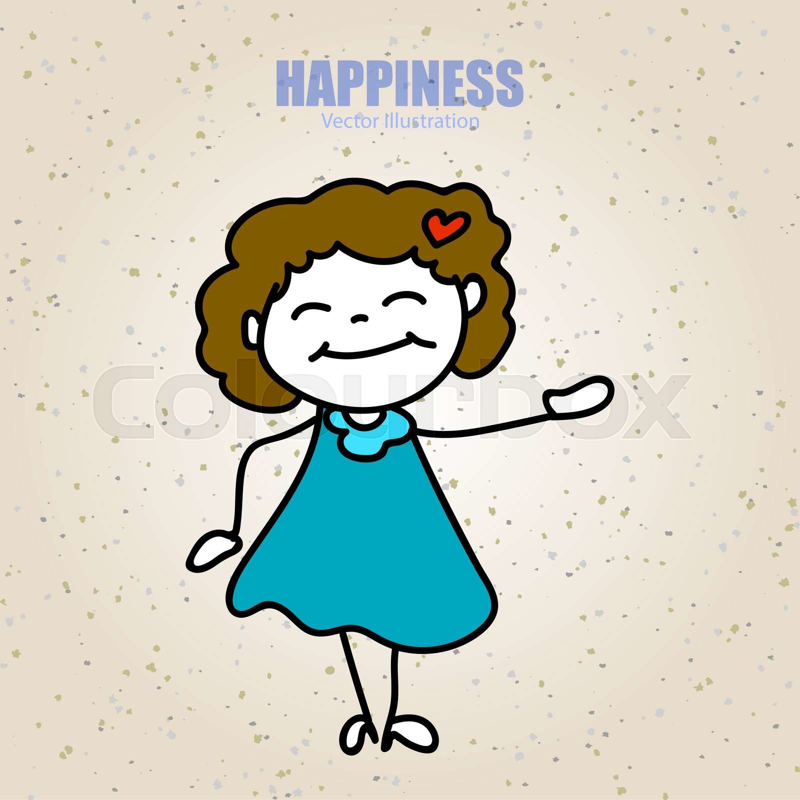 Hand drawing cartoon happy kid | Stock vector | Colourbox