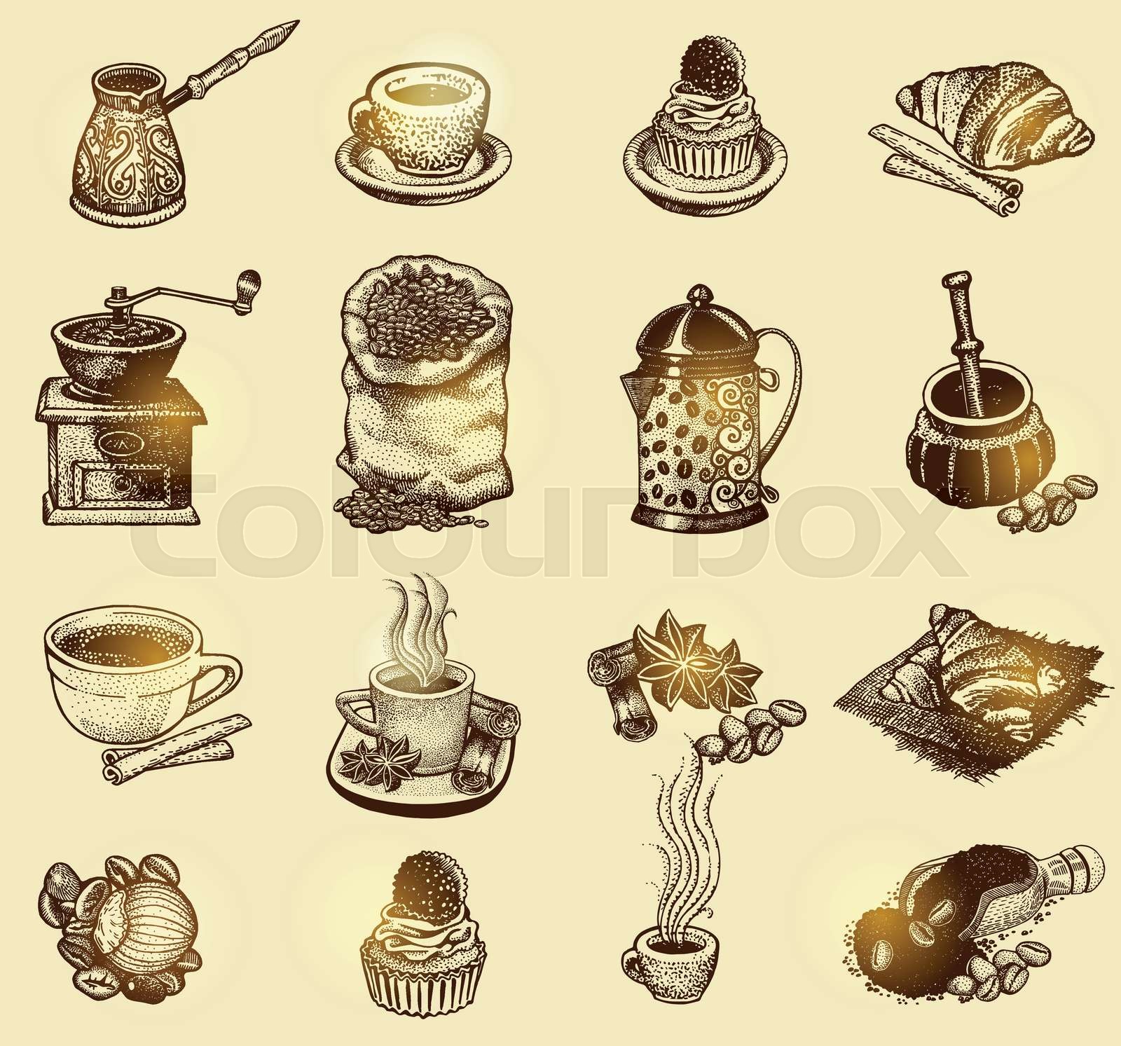 Vector vintage coffee set. | Stock vector | Colourbox