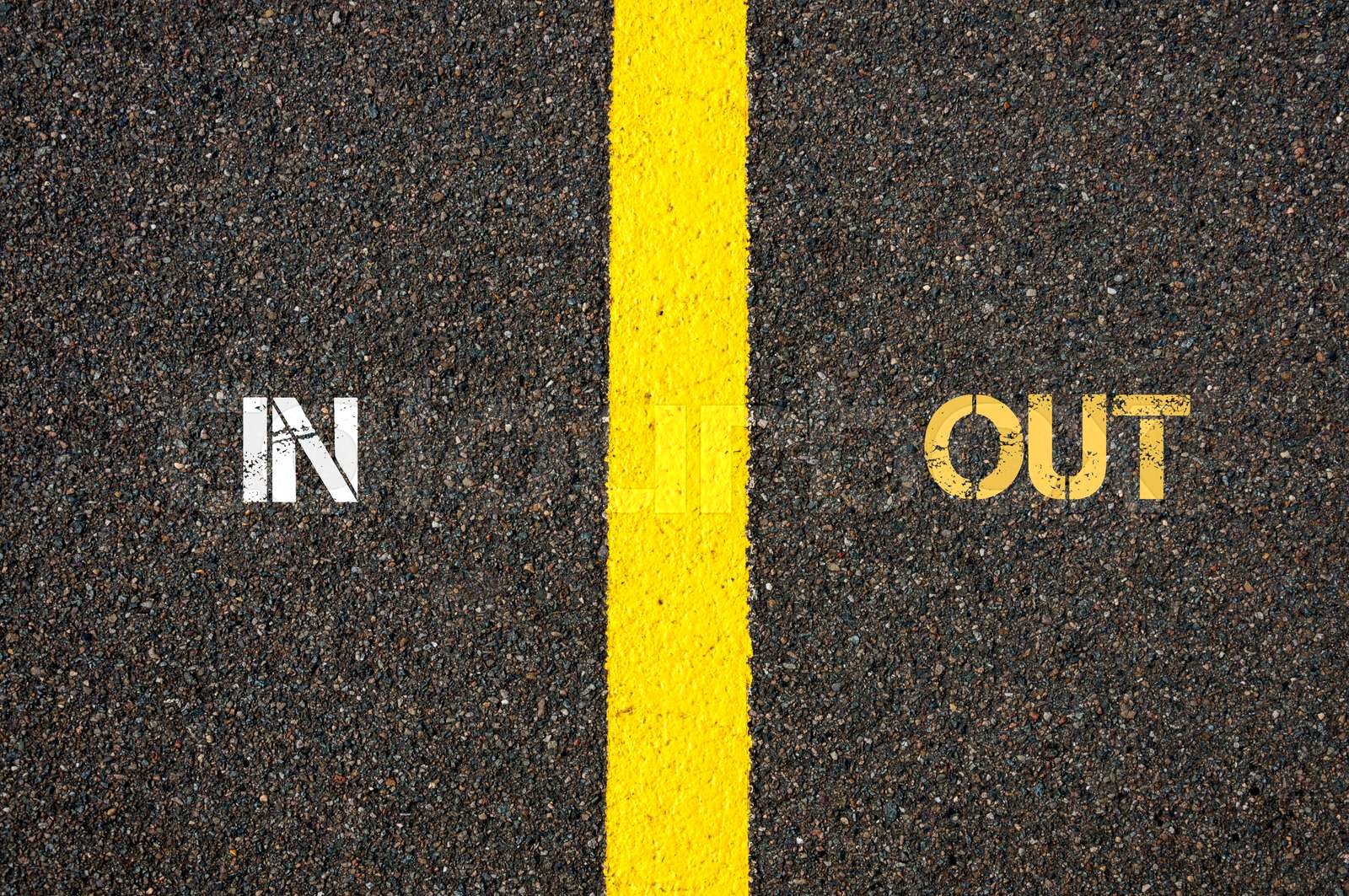 Antonym concept of IN versus OUT | Stock image | Colourbox