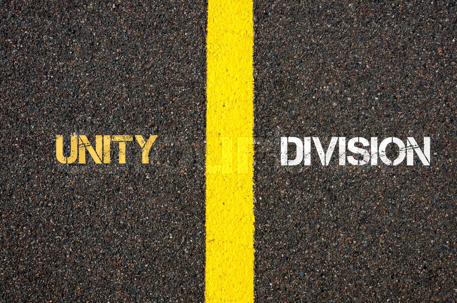 Antonym concept of UNITY versus DIVISION | Stock image | Colourbox