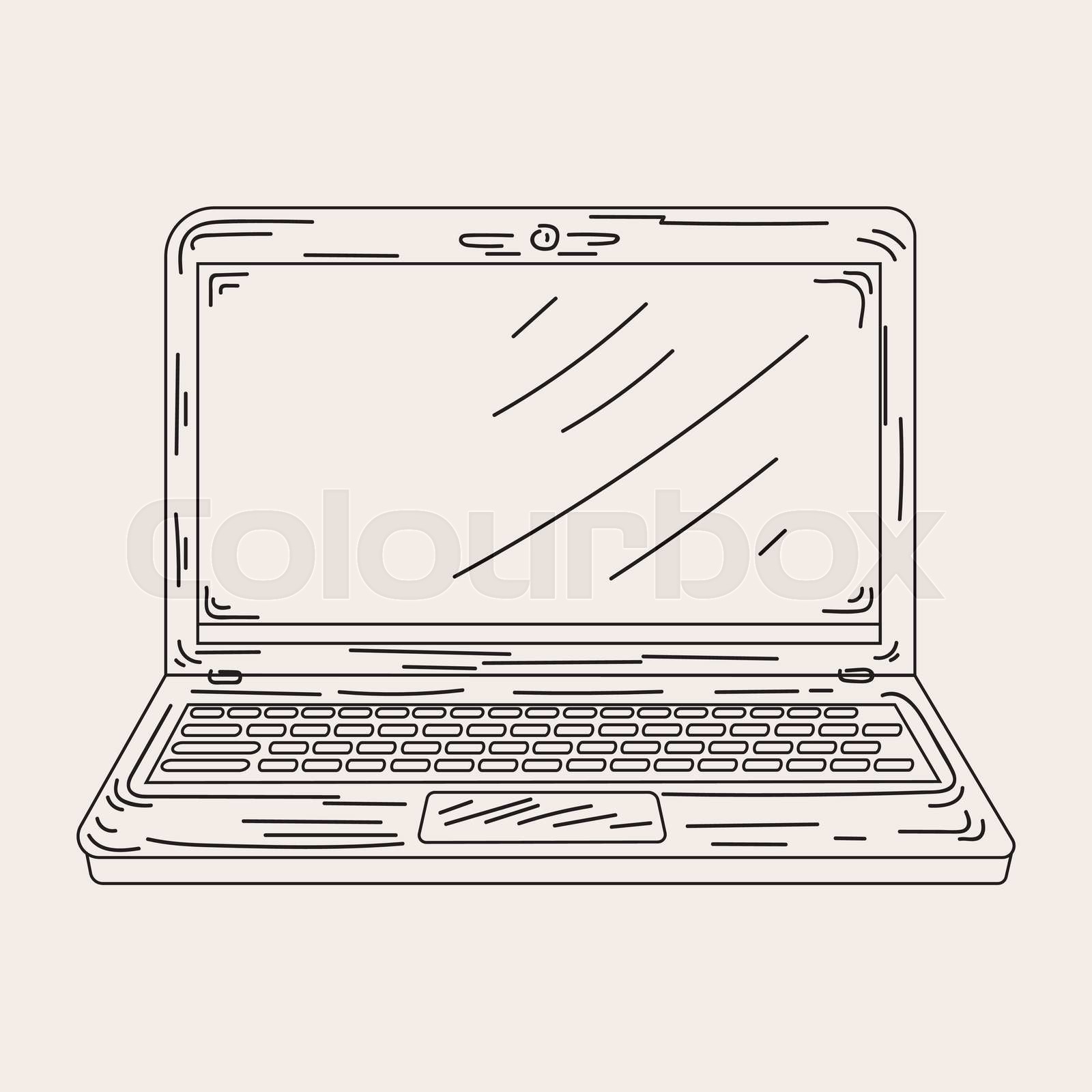 Sketch an open laptop in vector | Stock vector | Colourbox