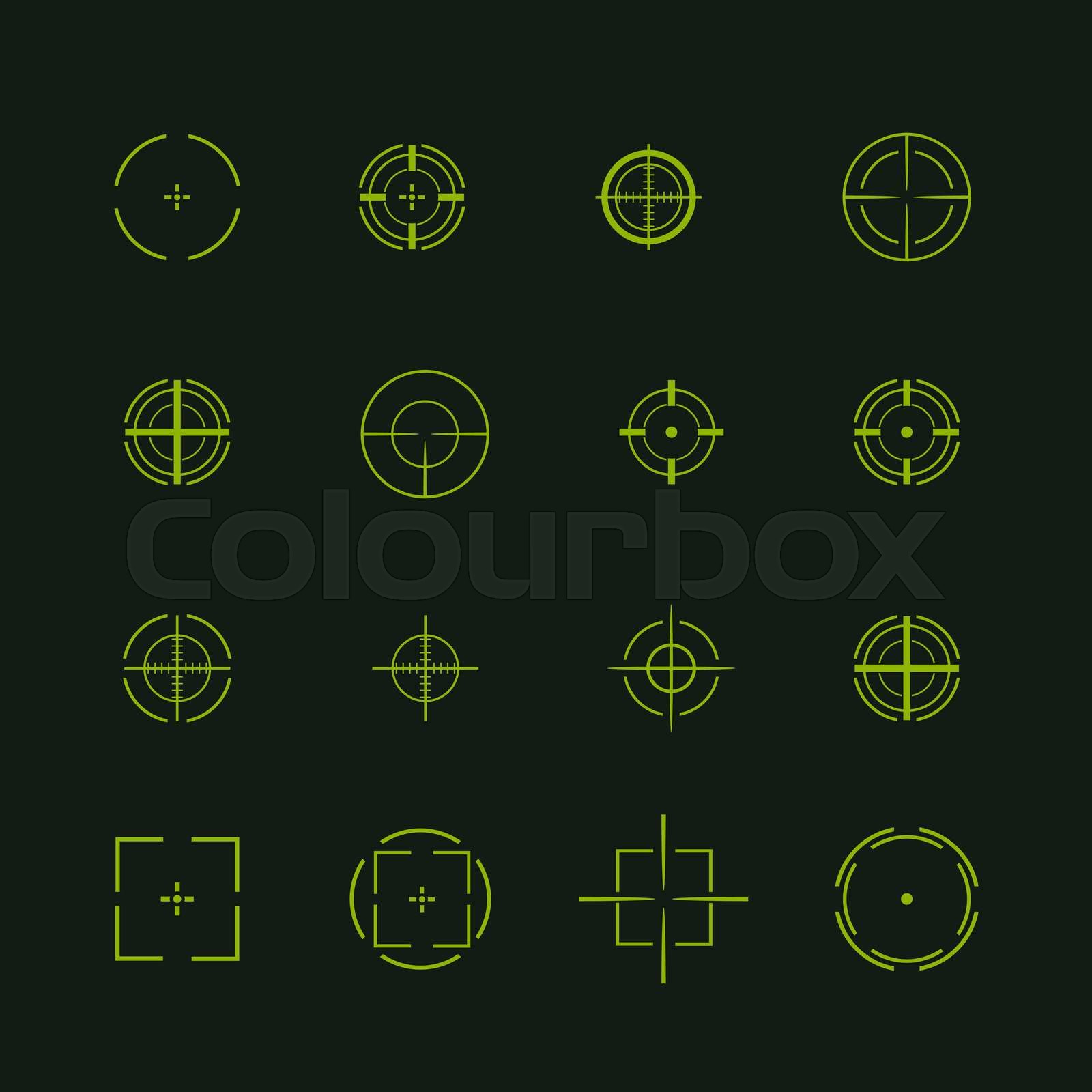 Set of different flat vector cross hair sign icons. Line simple symbols ...