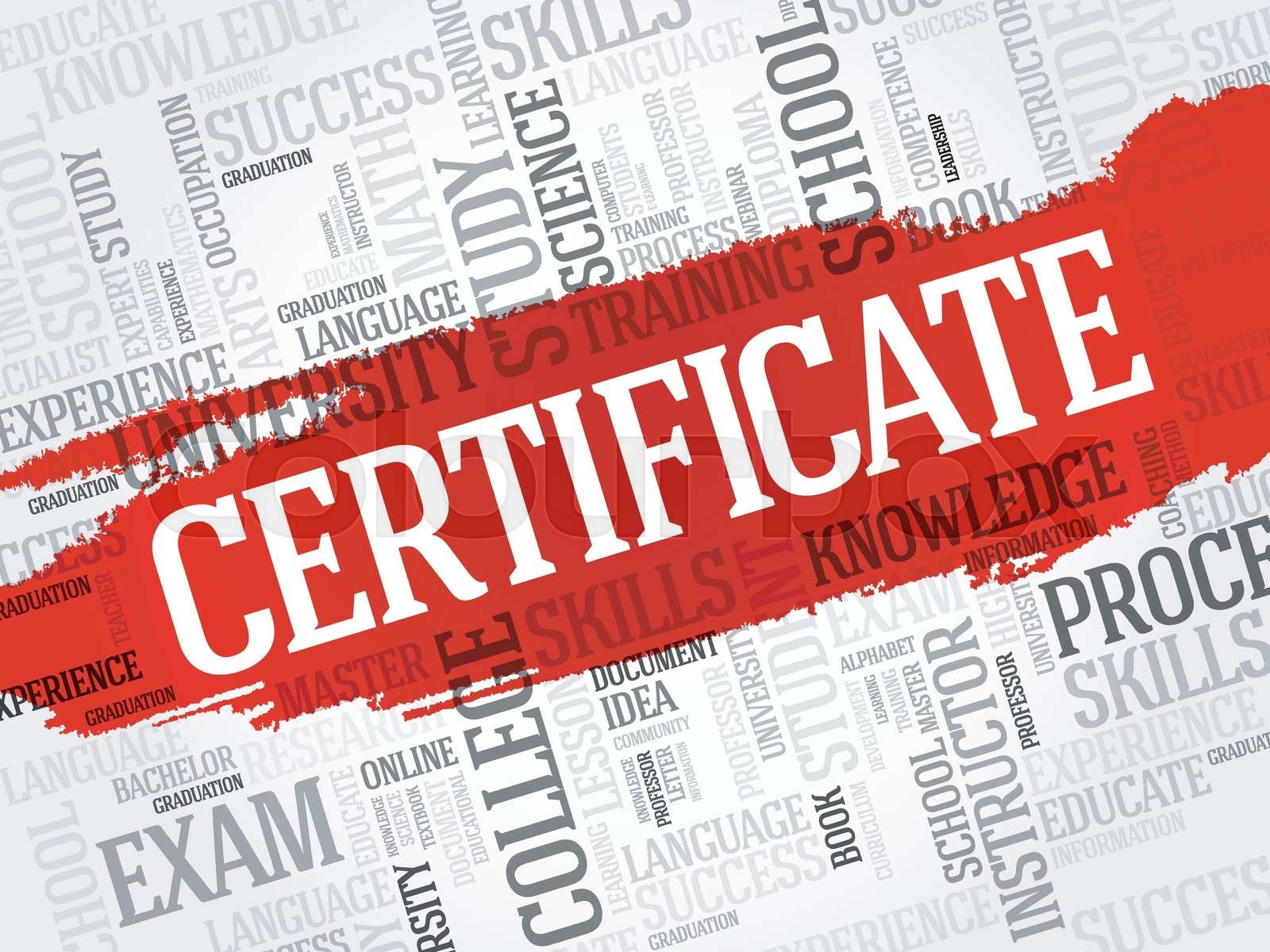 CERTIFICATE word cloud | Stock vector | Colourbox