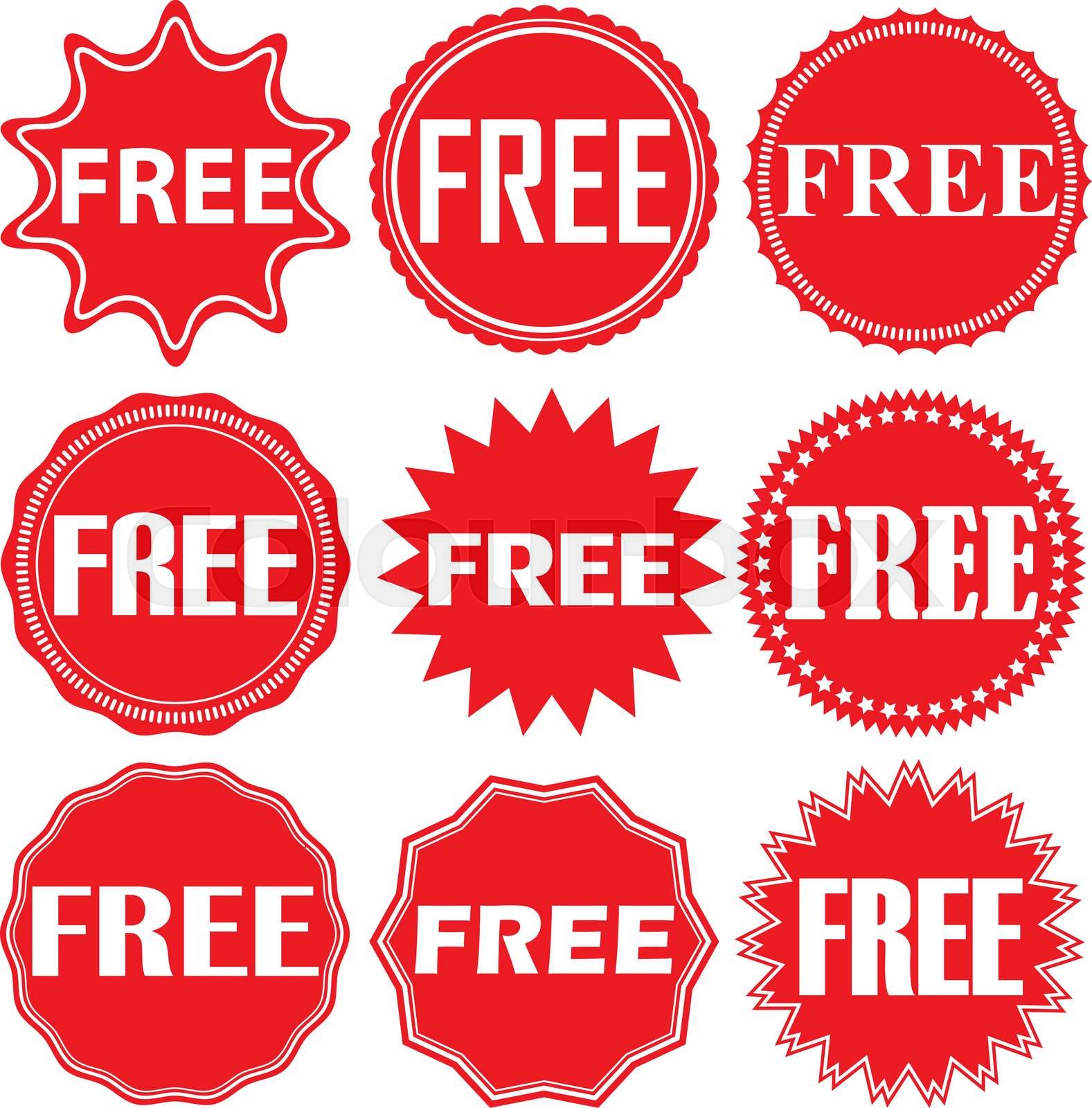 Free signs set, free sticker set, vector illustration | Stock vector ...