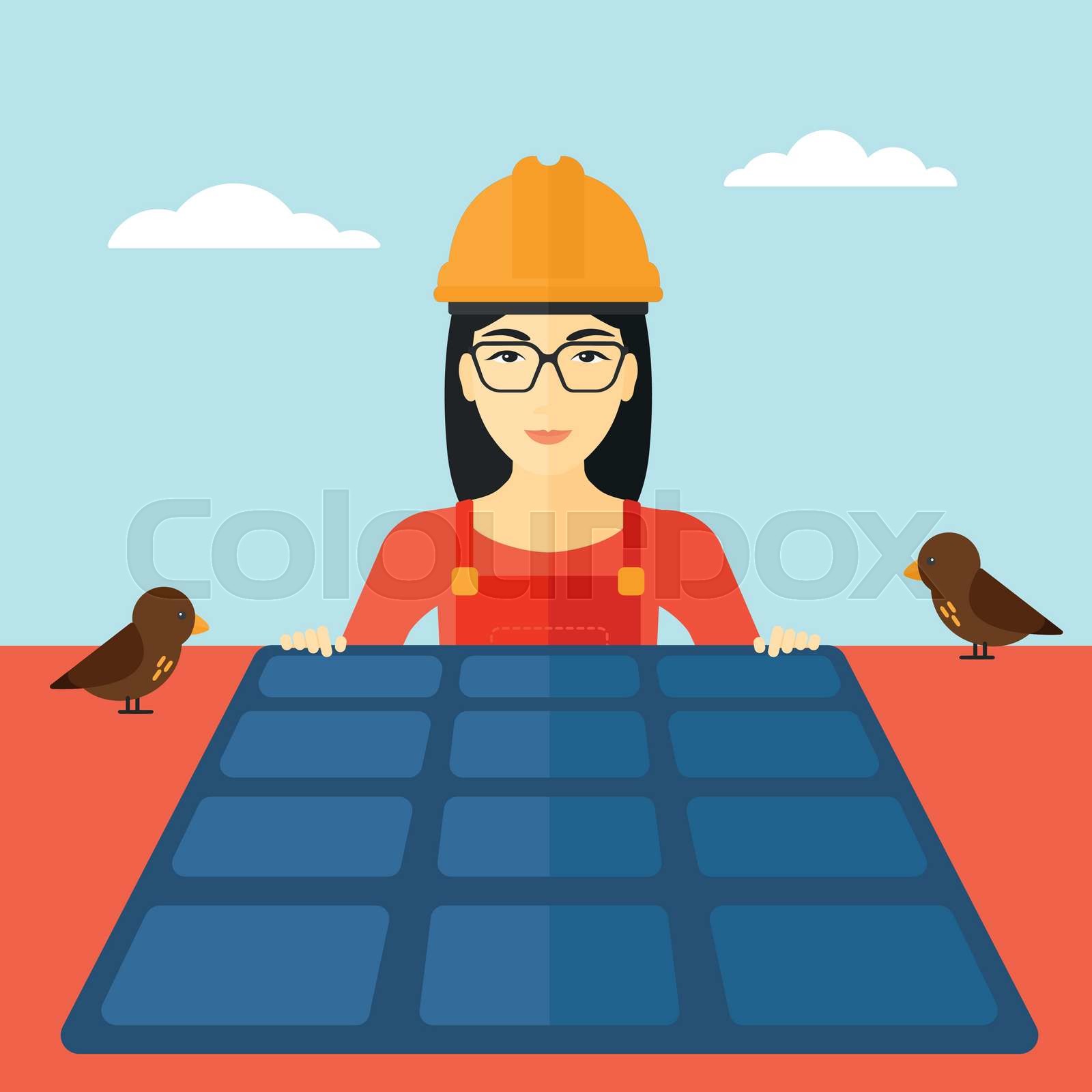 Constructor with solar panel. | Stock vector | Colourbox