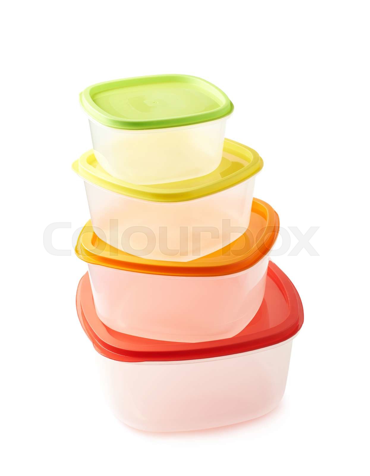 Pyramid of food containers isolated | Stock image | Colourbox