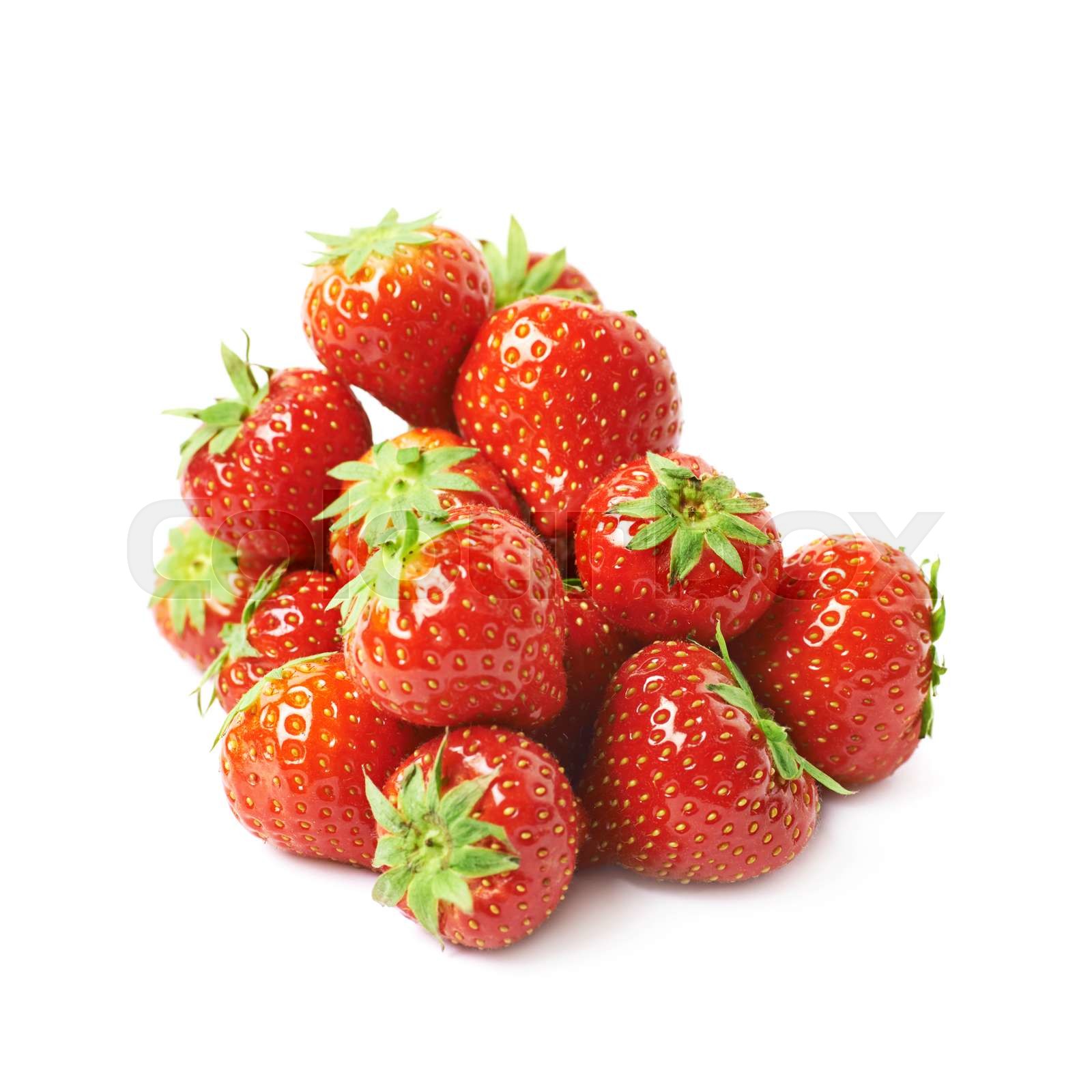 Pile of multiple strawberries isolated | Stock image | Colourbox