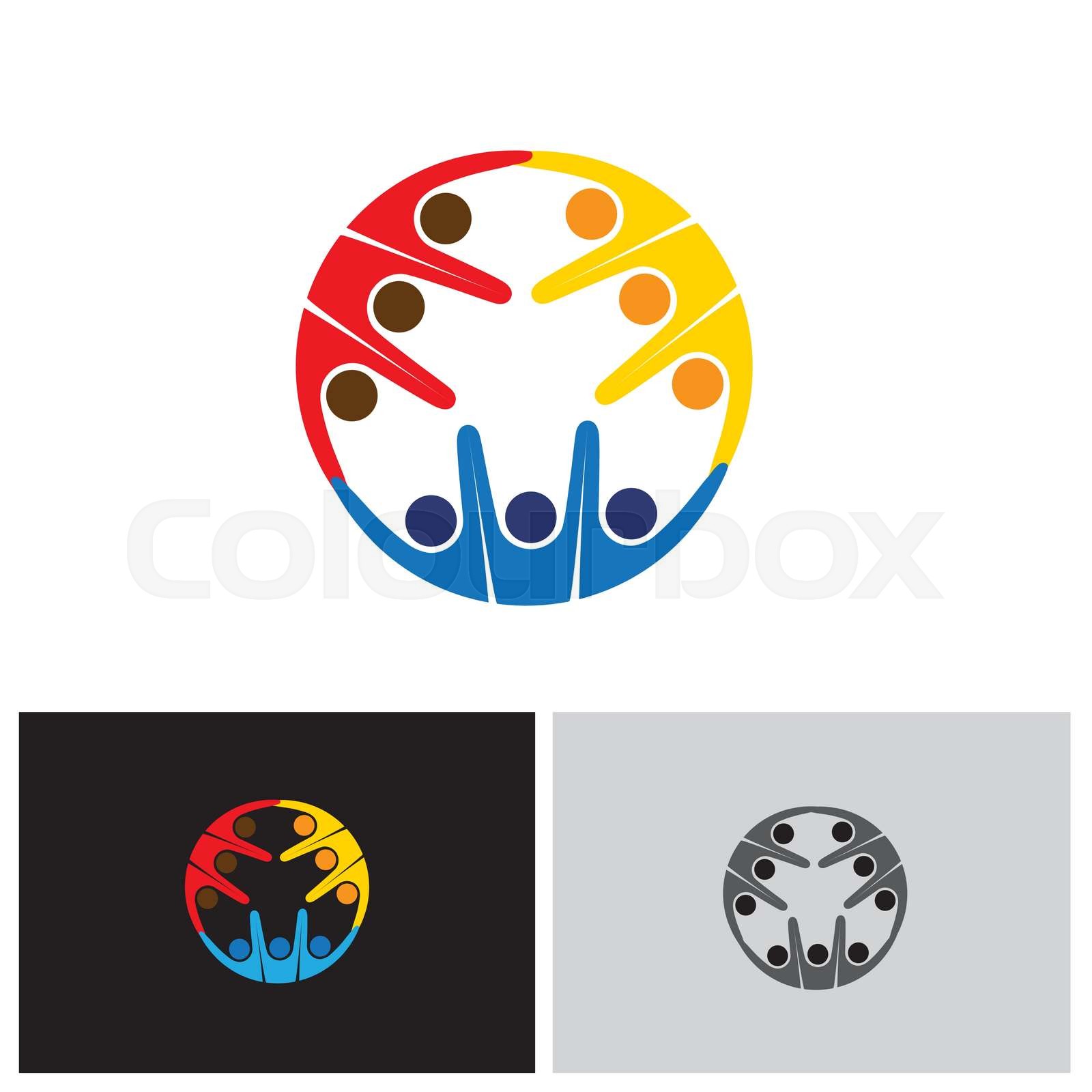 team & teamwork, excited employees, motivated people - vector icon ...