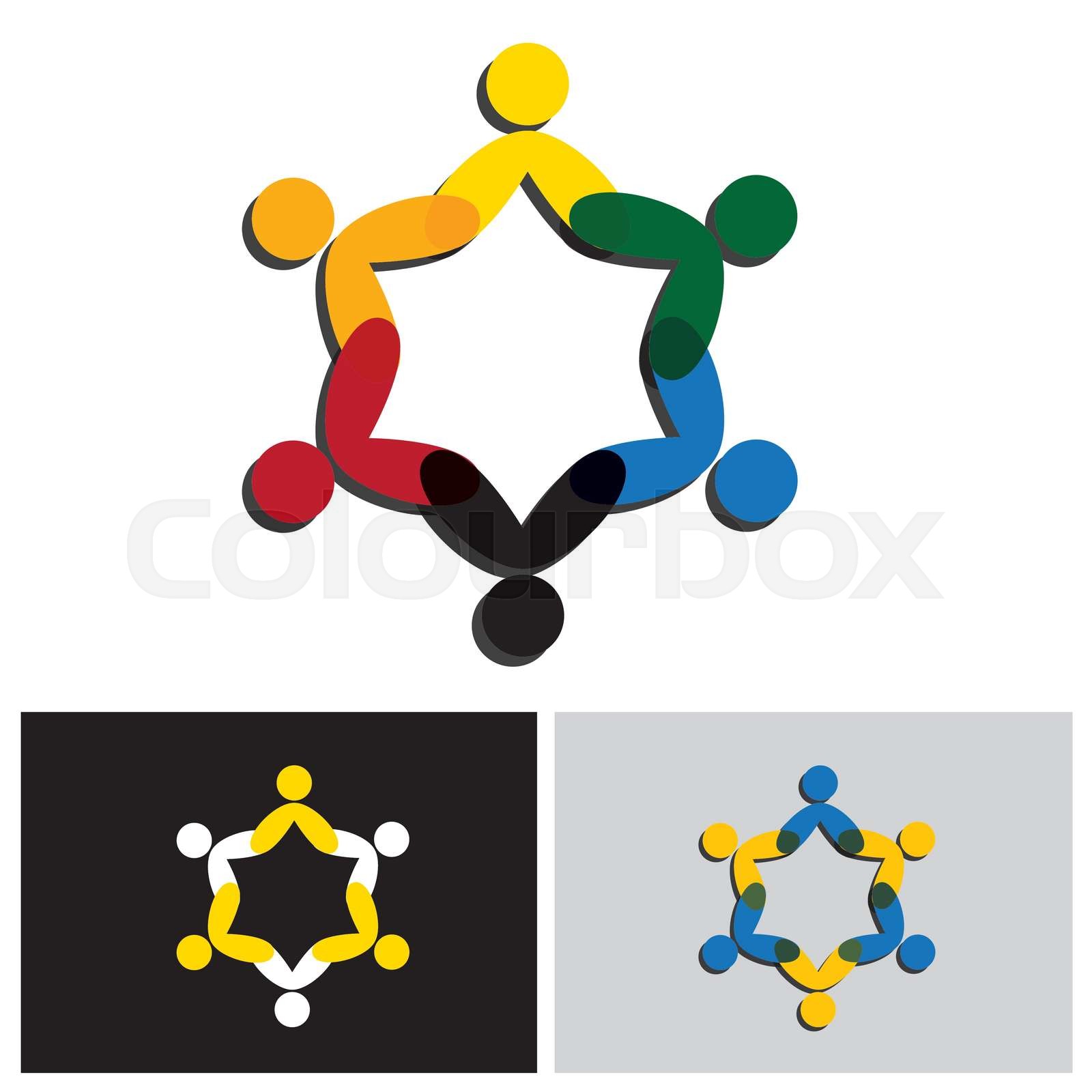circle of friendship, cooperation, teamwork concept vector icon ...