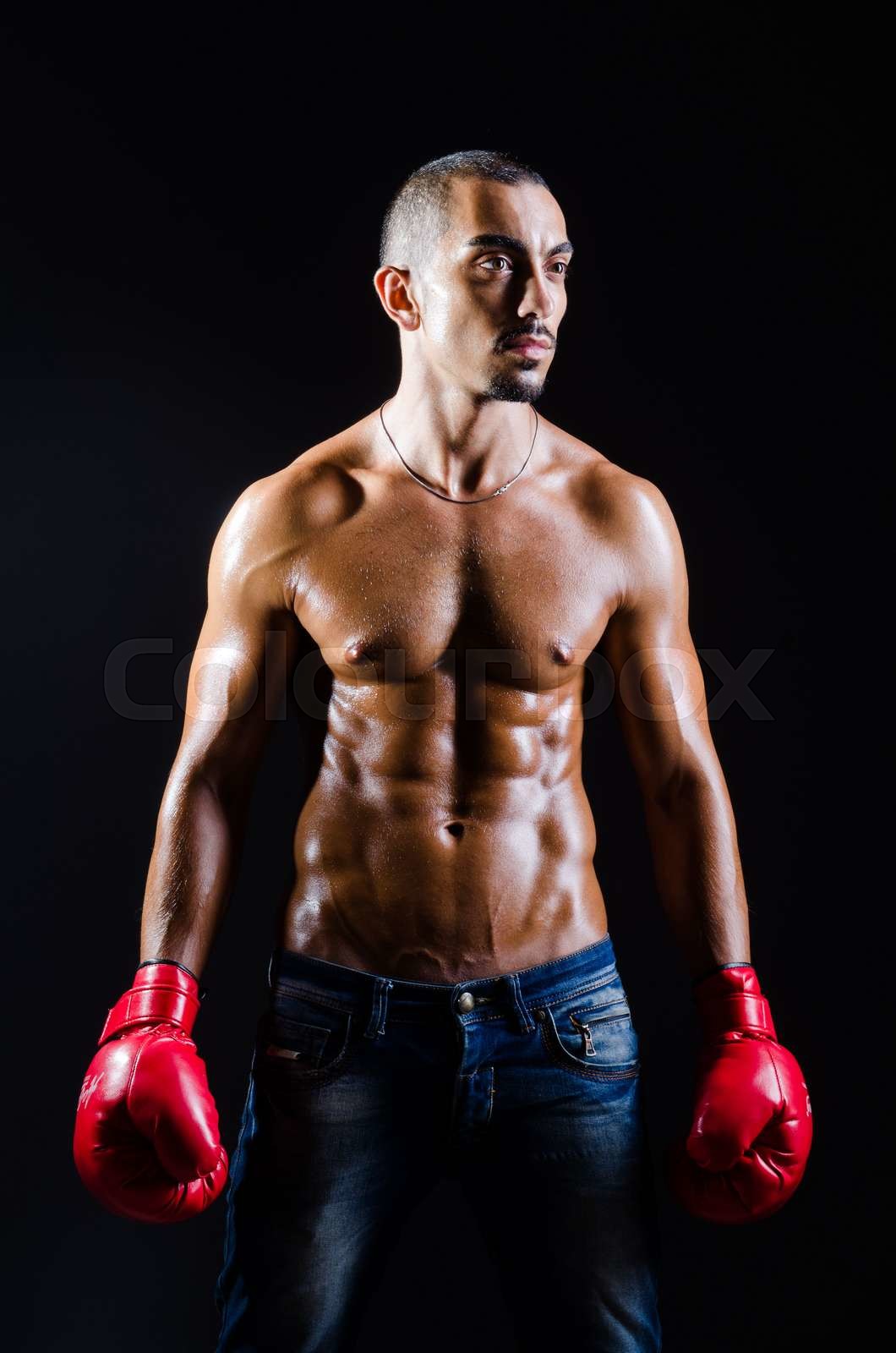 Ripped boxer in sports concept | Stock image | Colourbox