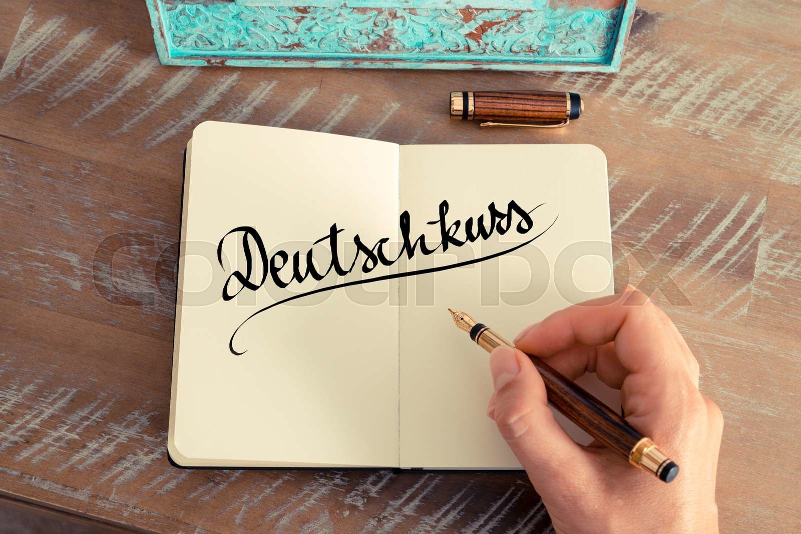 Handwritten text in German "Deutschkurs" - translation : German Course ...