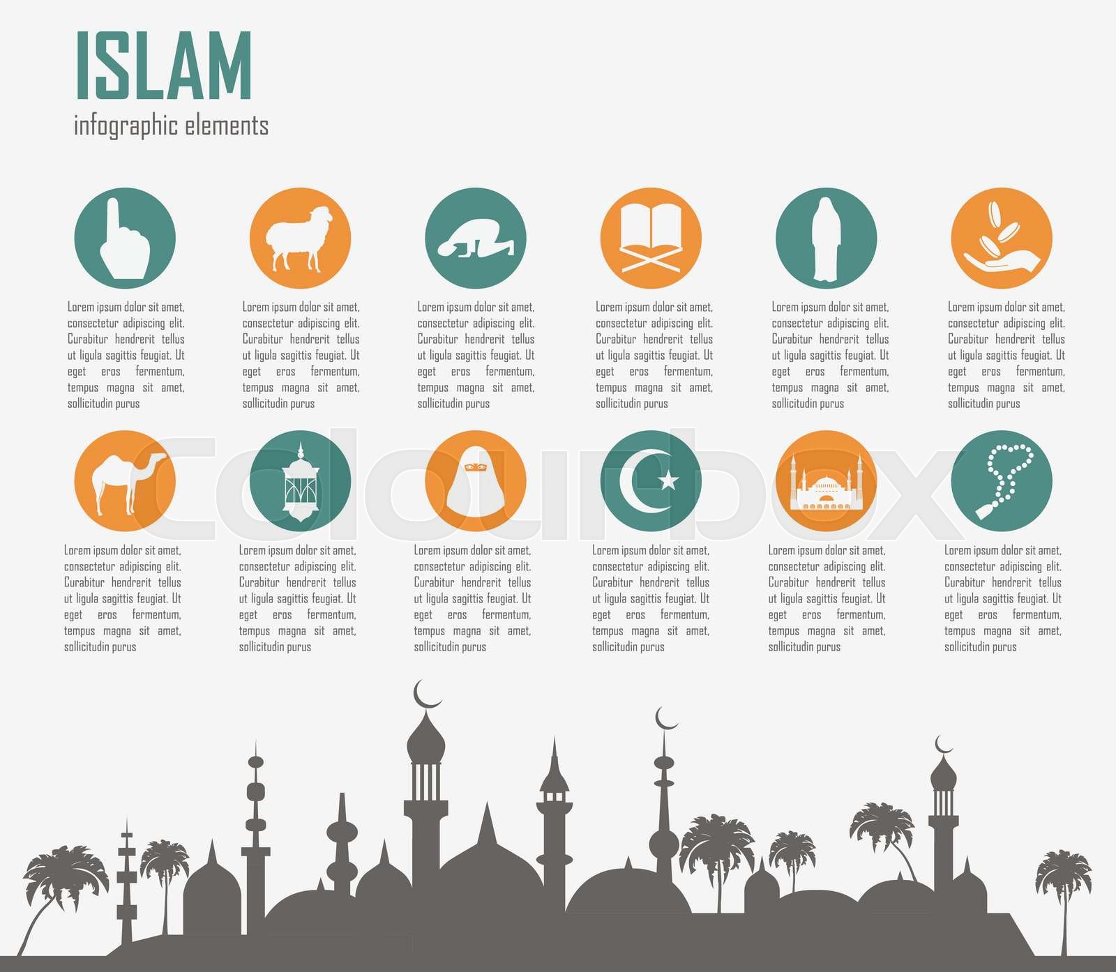Islam infographic. Muslim culture. | Stock vector | Colourbox