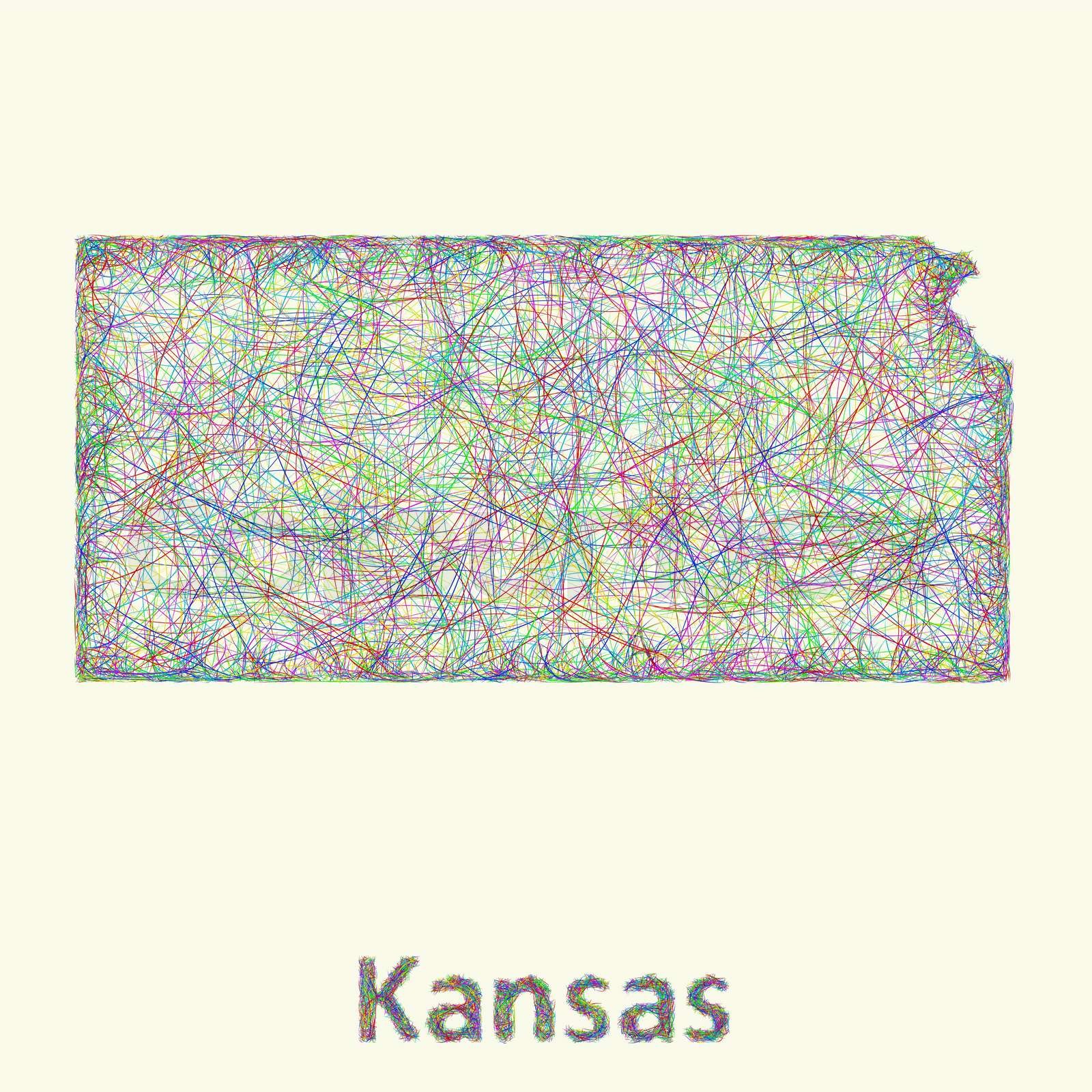 Kansas line art map | Stock vector | Colourbox