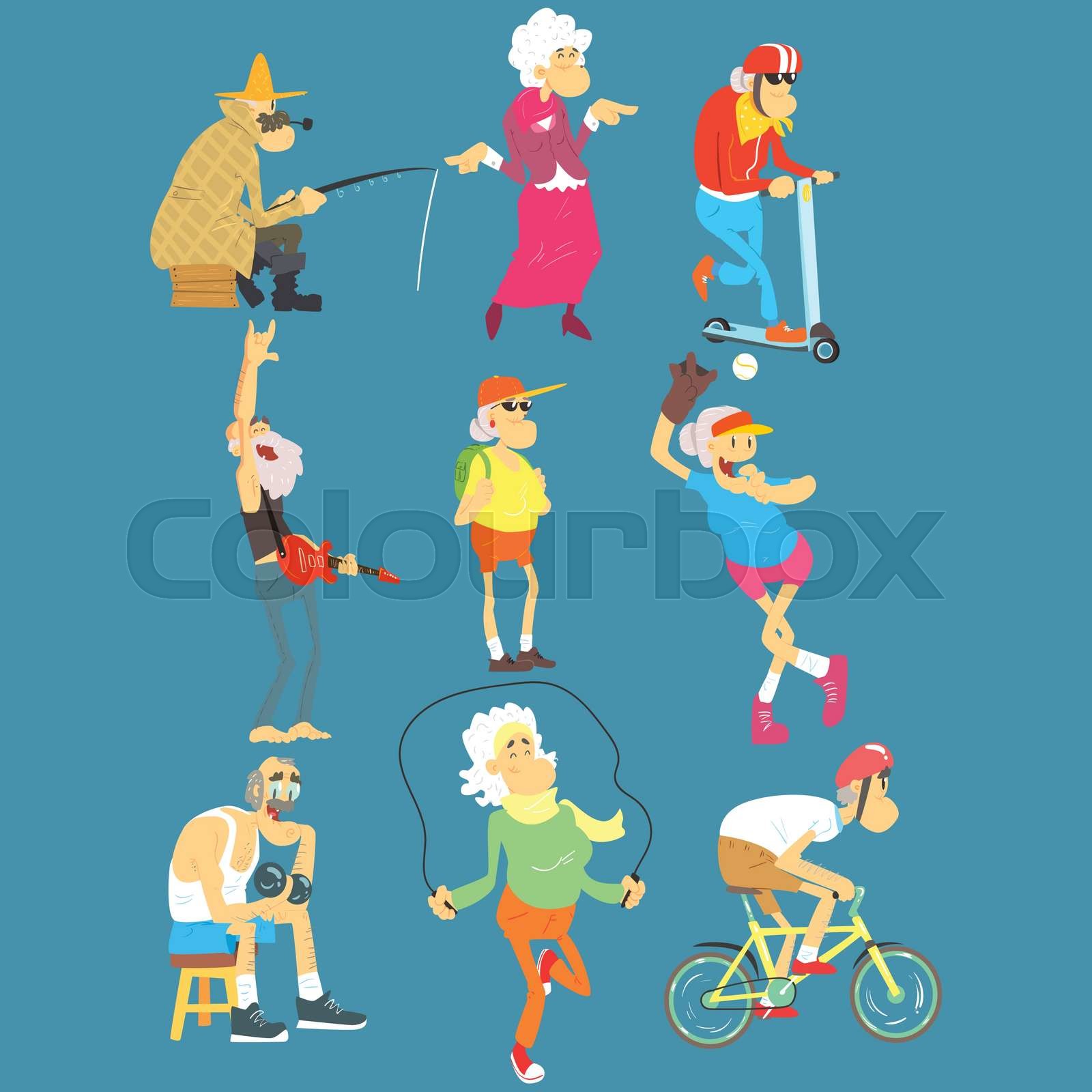 Old People Activities Vector Illustration Set Stock Vector Colourbox Old People Activities Vector Illustration Set Stock Vector Colourbox