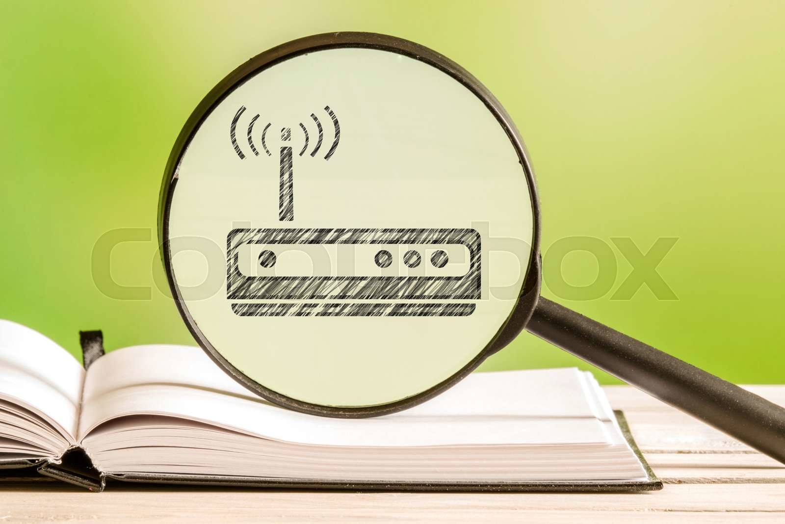 Router setup with a pencil drawing | Stock image | Colourbox