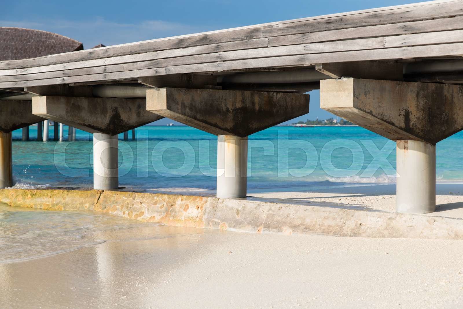 bridge on stilts at exotic resort beach | Stock image | Colourbox