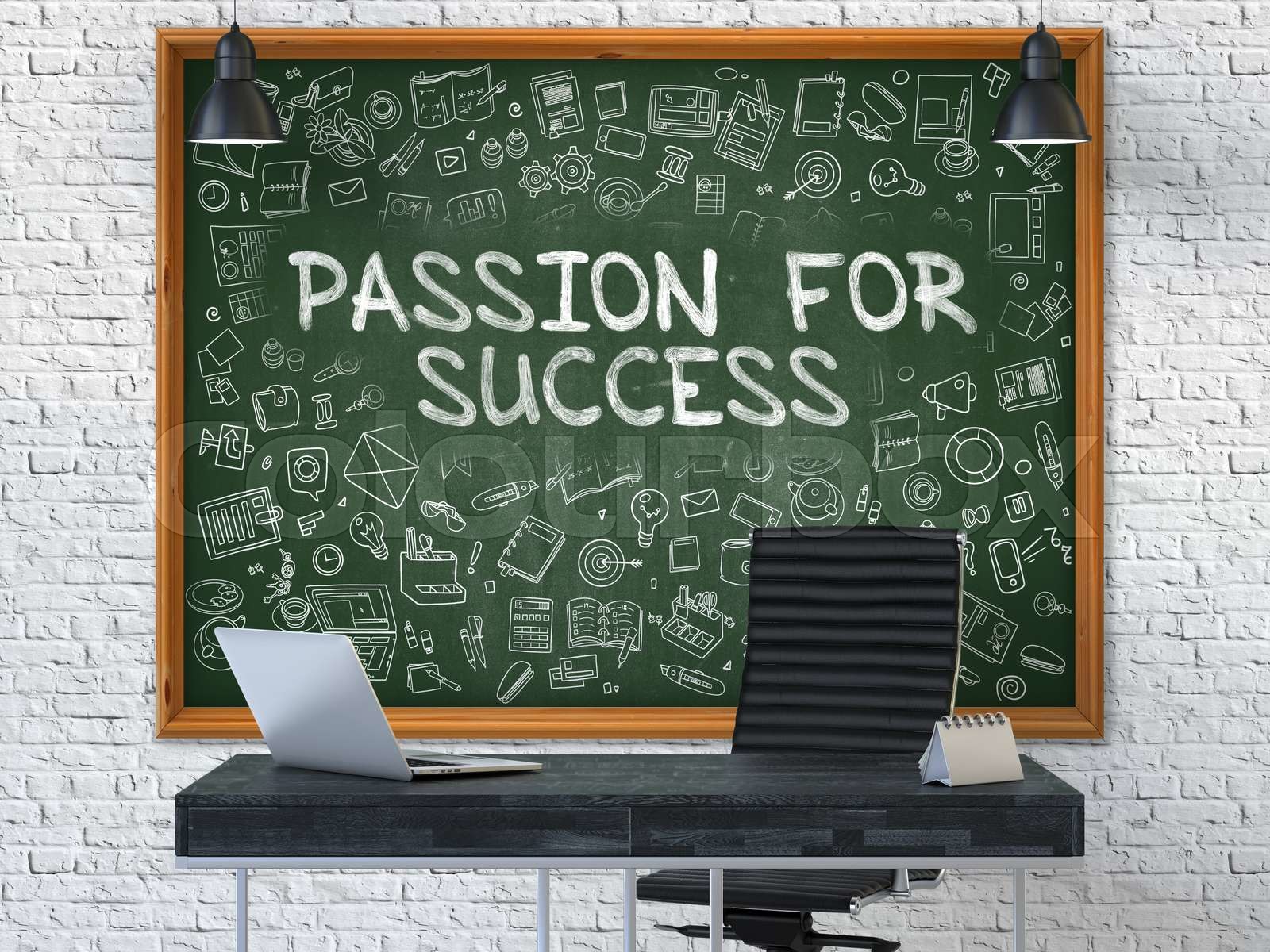Chalkboard on the Office Wall with Passion for Success Concept. | Stock ...