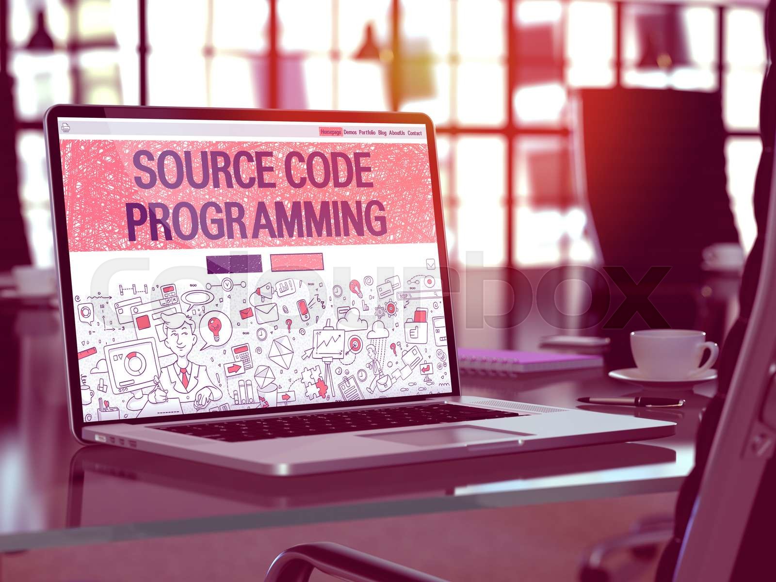 Laptop Screen With Source Code Programming Concept Stock Image Colourbox