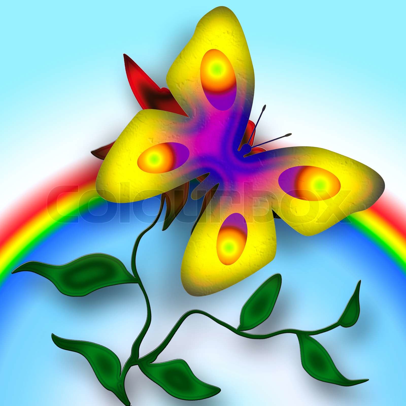 Butterfly and Rainbow | Stock image | Colourbox