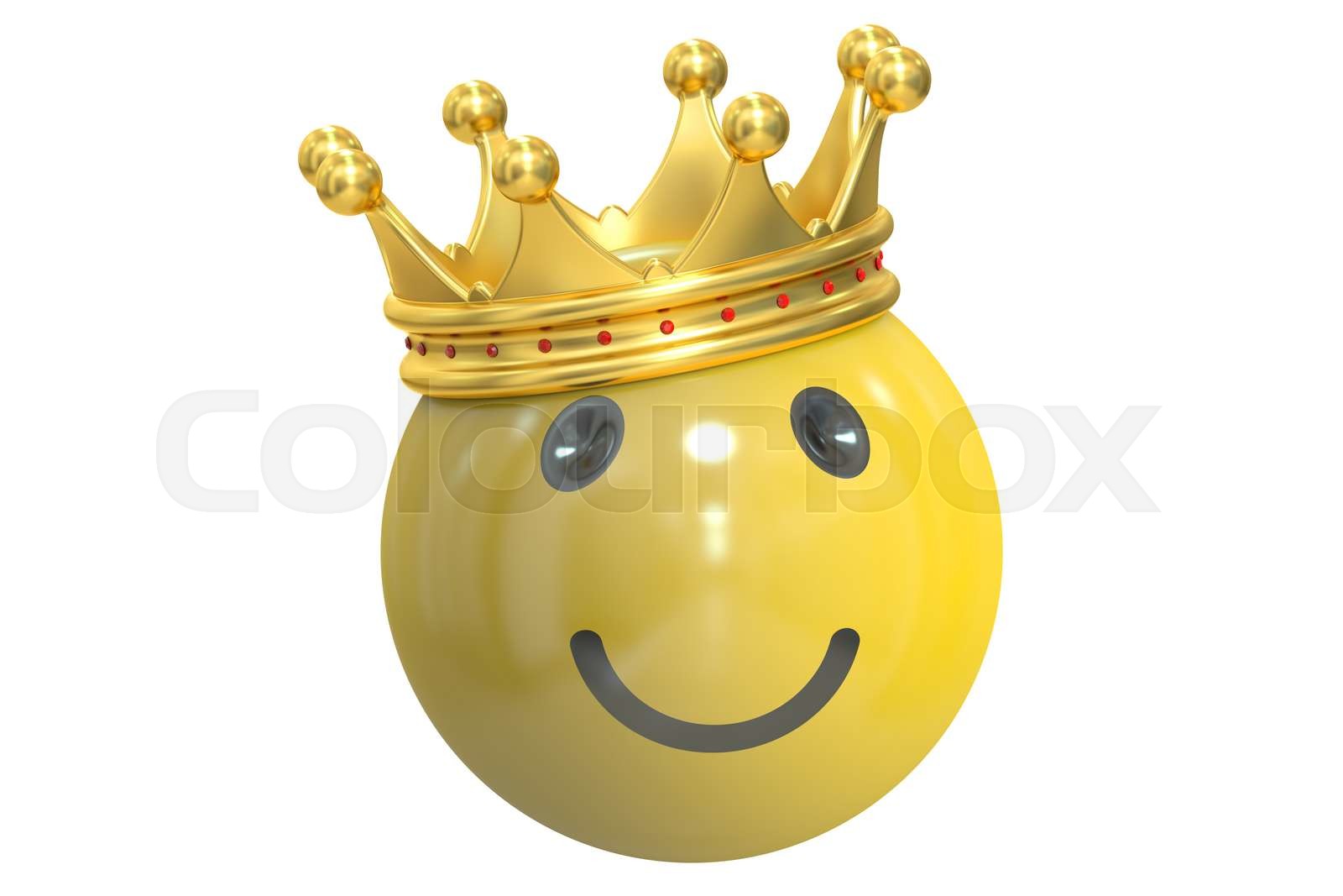 happy smiley with crown, 3D rendering | Stock image | Colourbox